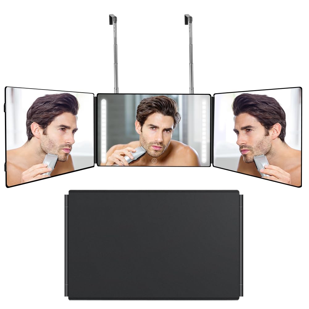 OSDUE 3 Way Mirror, 360 Mirror-Self Hair Cut, Portable Adjustable ...