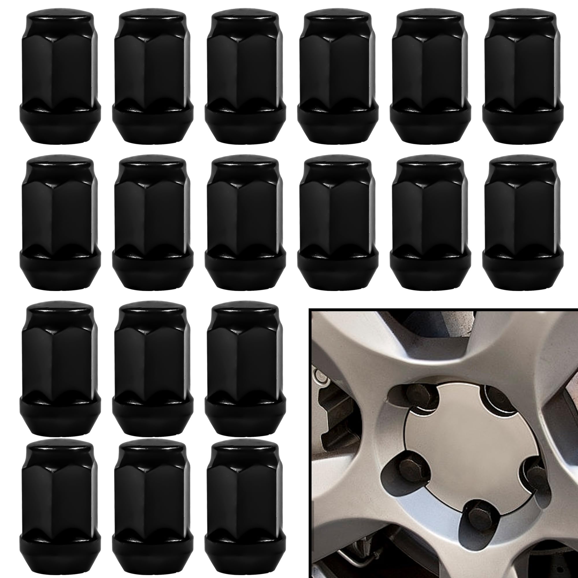 WeeGoo 20 Pcs M12 x 1.5 Black Wheel Nuts, Wheel Lug Nuts, 19 mm Hex ...