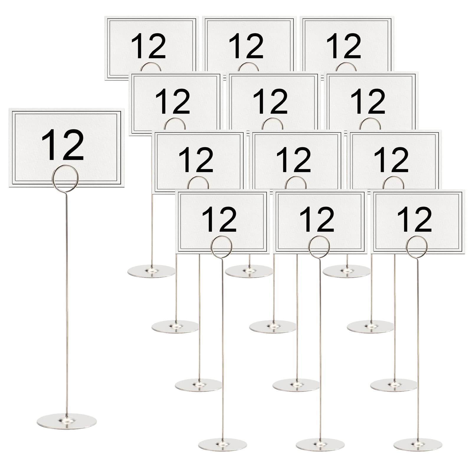 Tosnail 12 Pack 12Inch Stainless Steel Table Number Holder Table Card