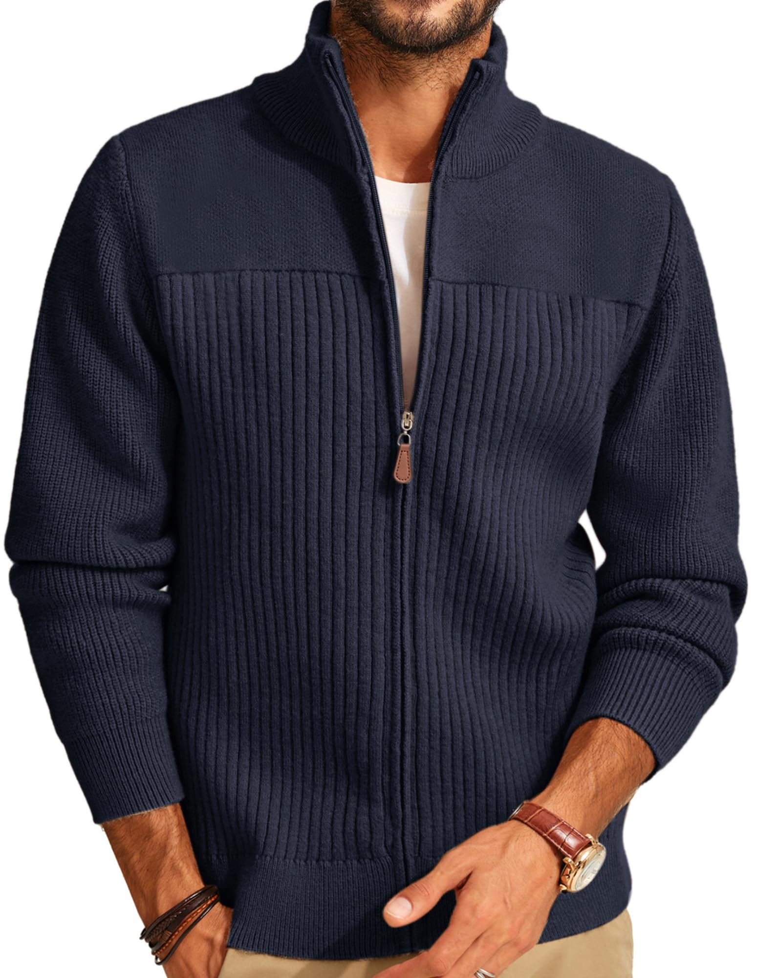 PJ PAUL JONES Cardigans for Men Smart Full Zip up Knitted Sweater ...