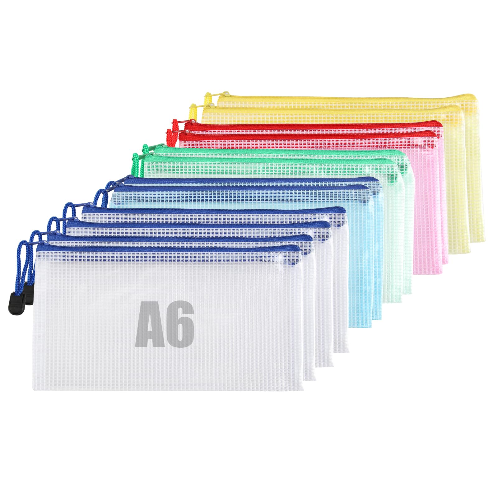 LANAFAY 12PCS Plastic Wallets A6, Mesh Document Bag, File Folder Zip ...