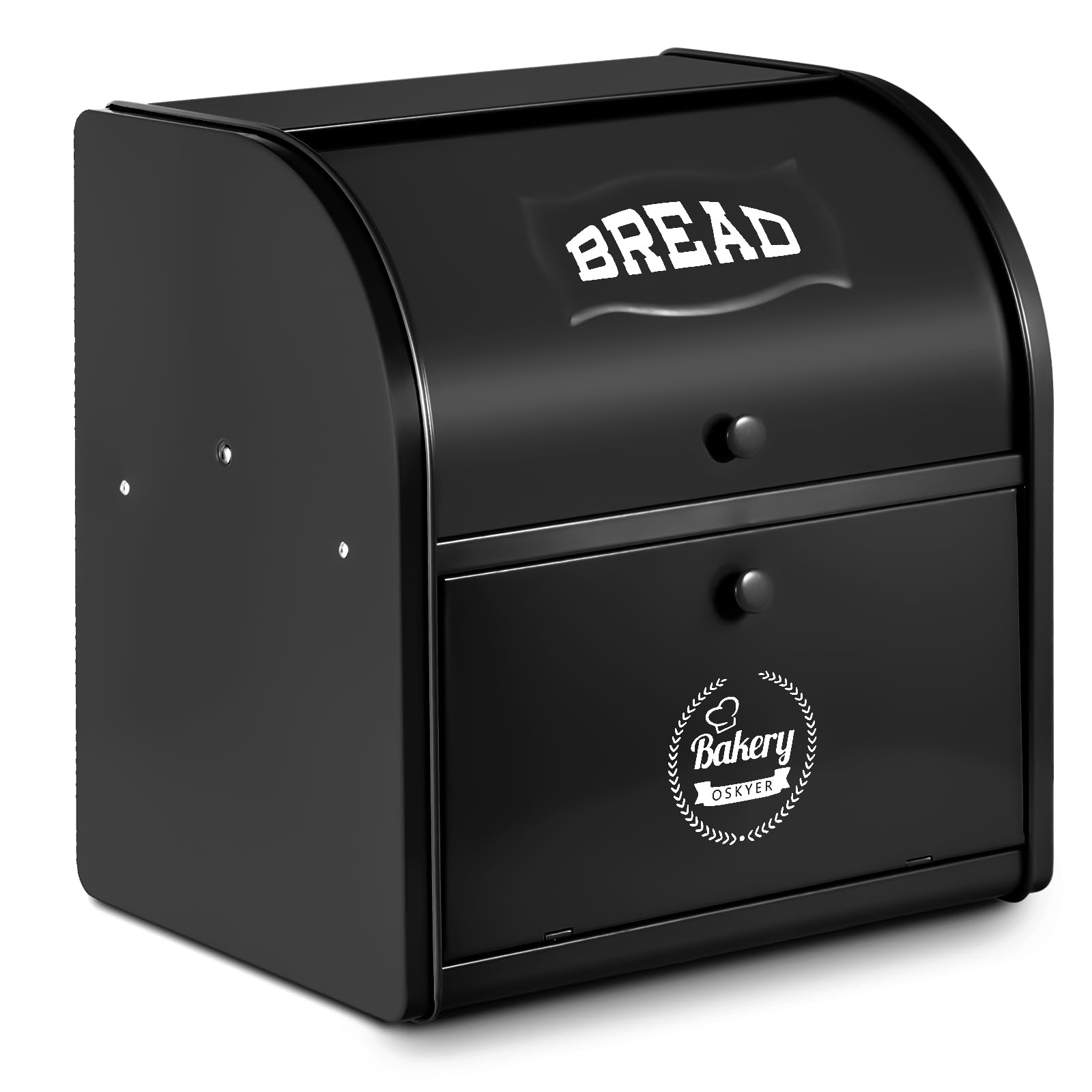 Dyserbuy 2-Layer Bread Bin, Bread Bins for Kitchen, Large Bread Box with Roll Top Lid, Metal ...
