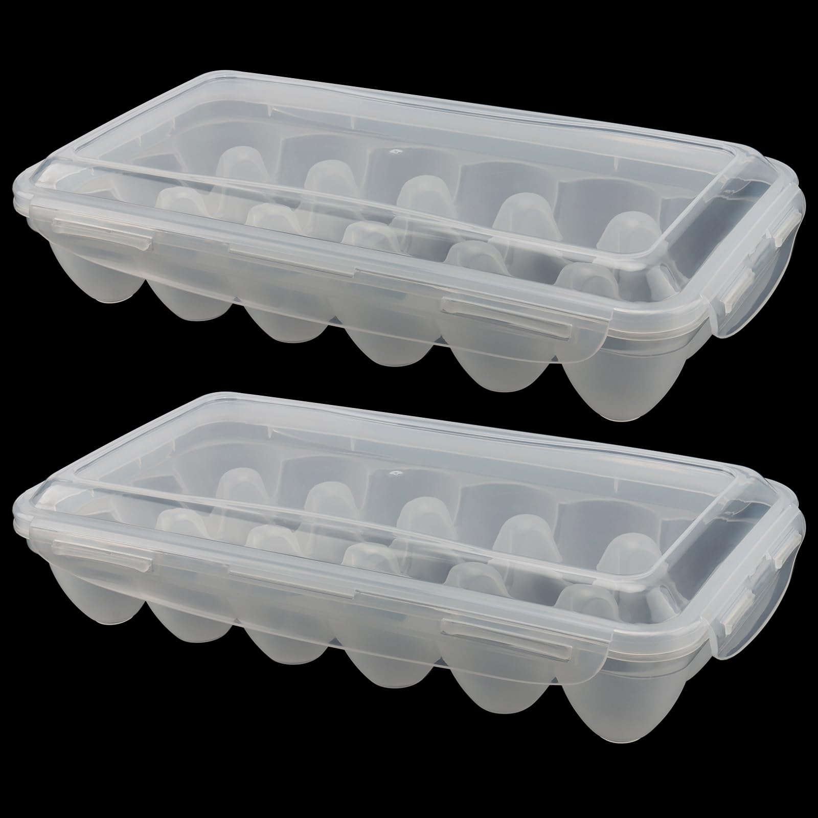 YUENPUN 2 PCS 18 Grid Plastic Egg Holder Fridge Storage, Clear Egg Holder Fridge, Stackable ...