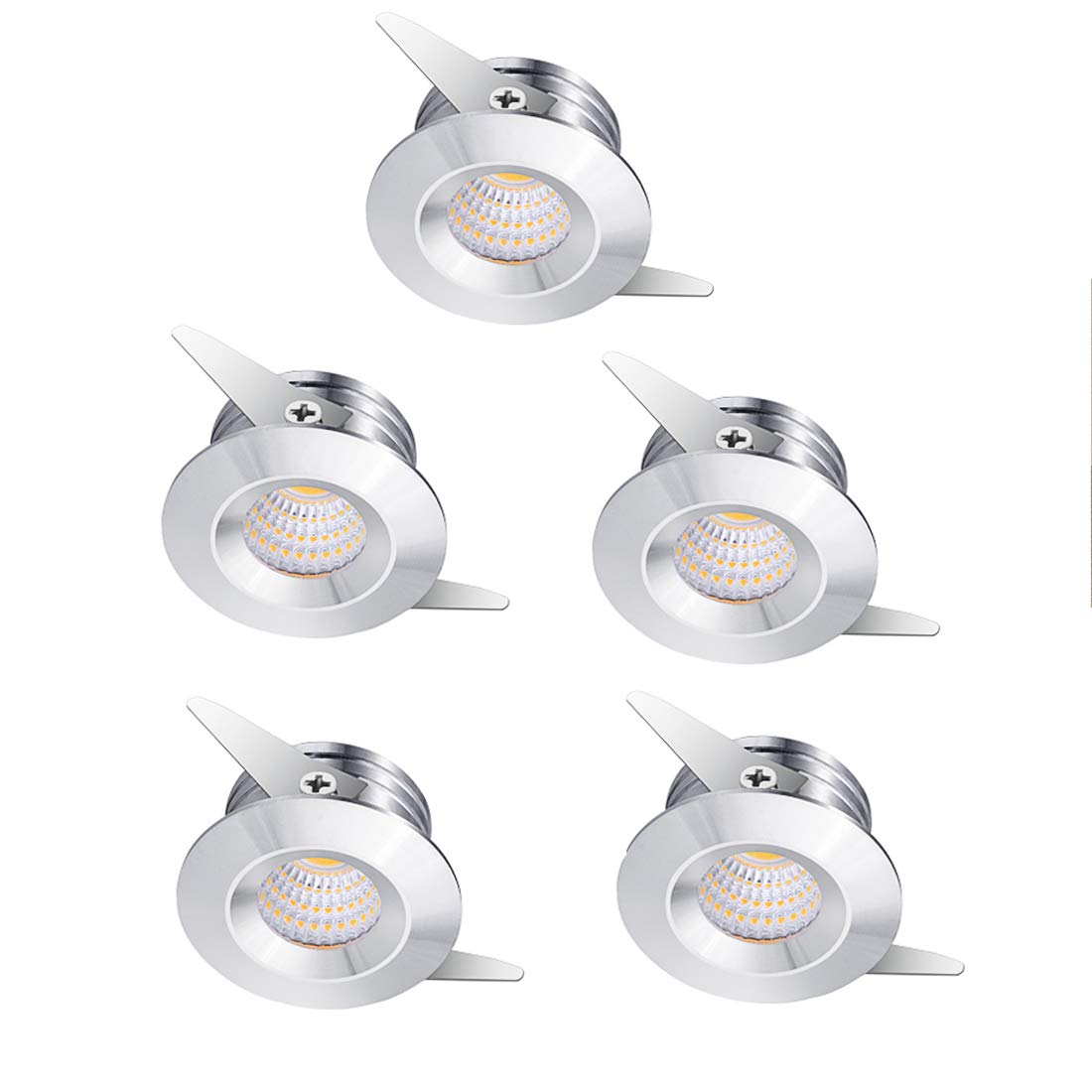 Elitlife 5Pcs 3W Silver LED Recessed Small Spot Lamp Ceiling Light with ...