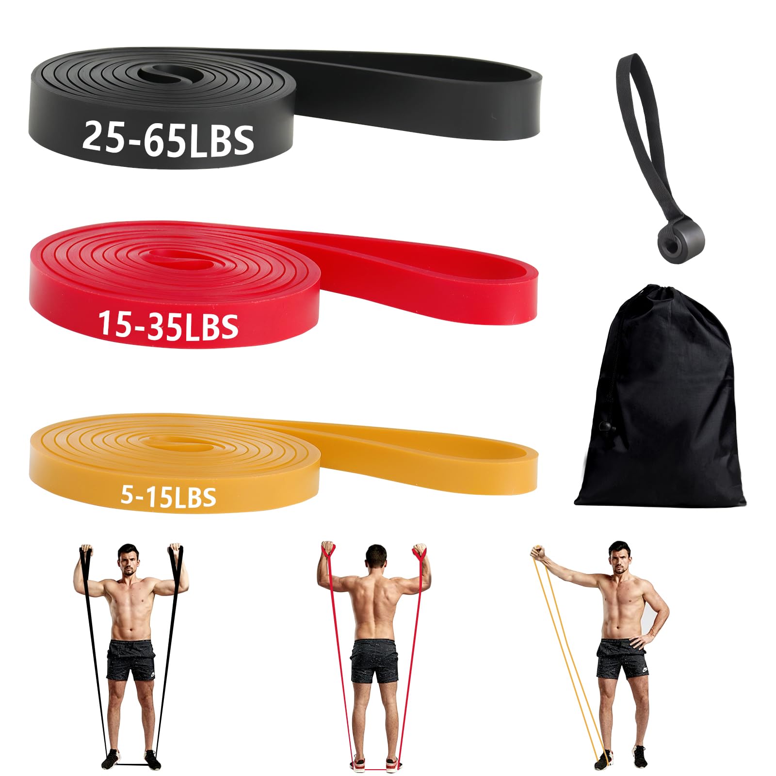 BELEVO Long Resistance Bands Set Men Women, 3 Differen Levels Exercise ...