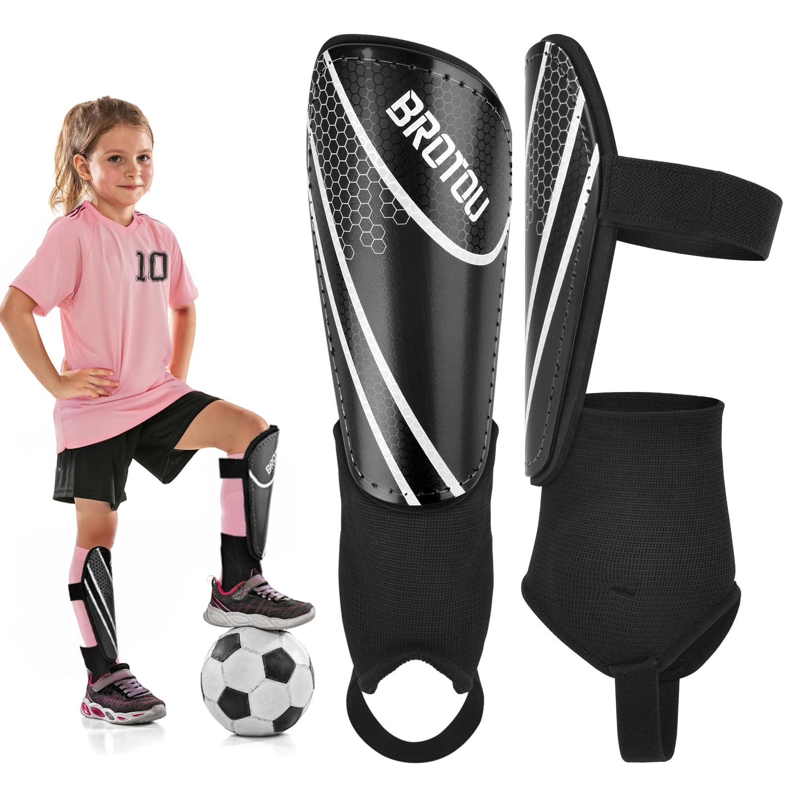 Youth Football Shin Guards, BROTOU High Strength Junior Shin Pads with ...