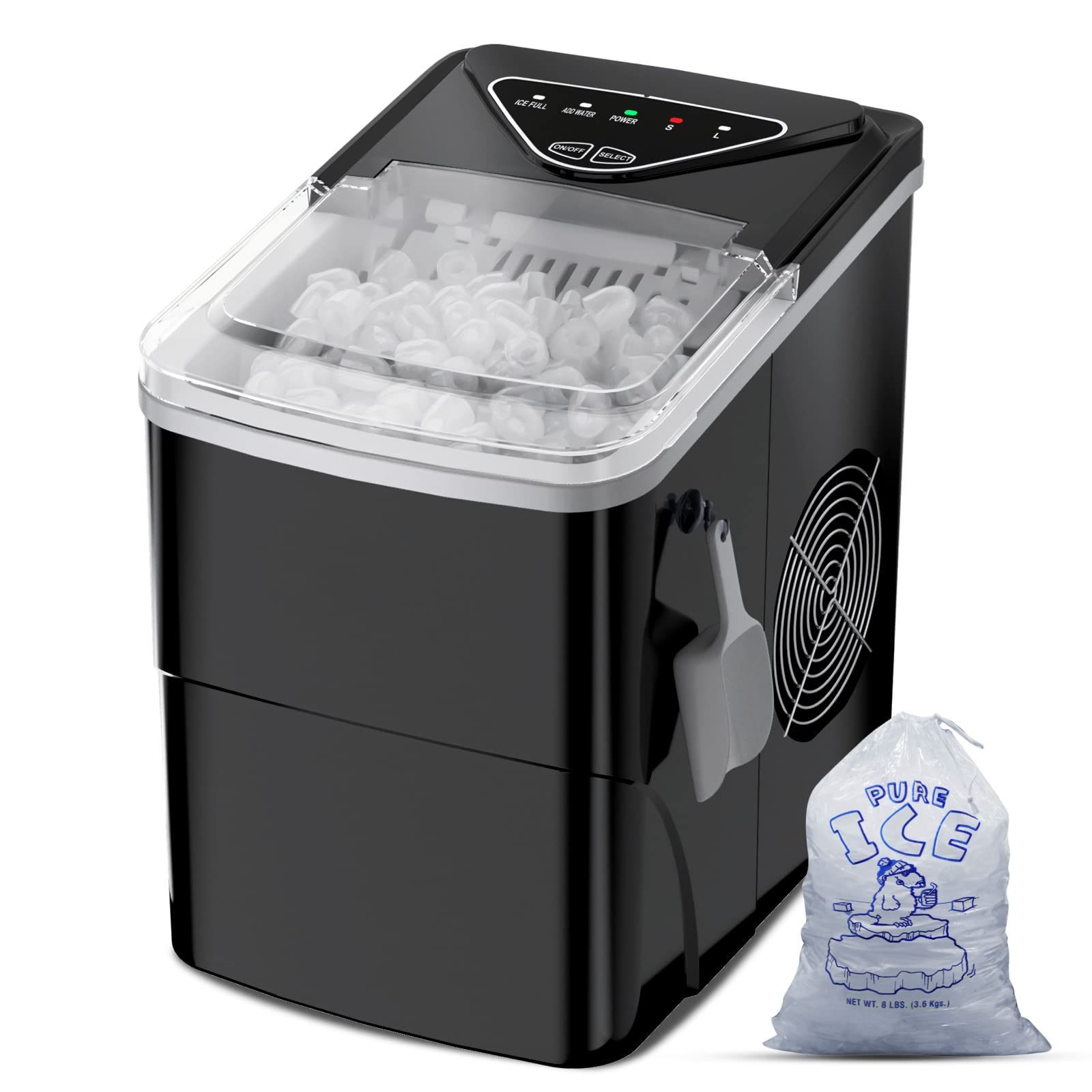 Ice Cube Maker FOOING Ice Machine Maker Worktop Ready in 6 Mins 2L Ice ...