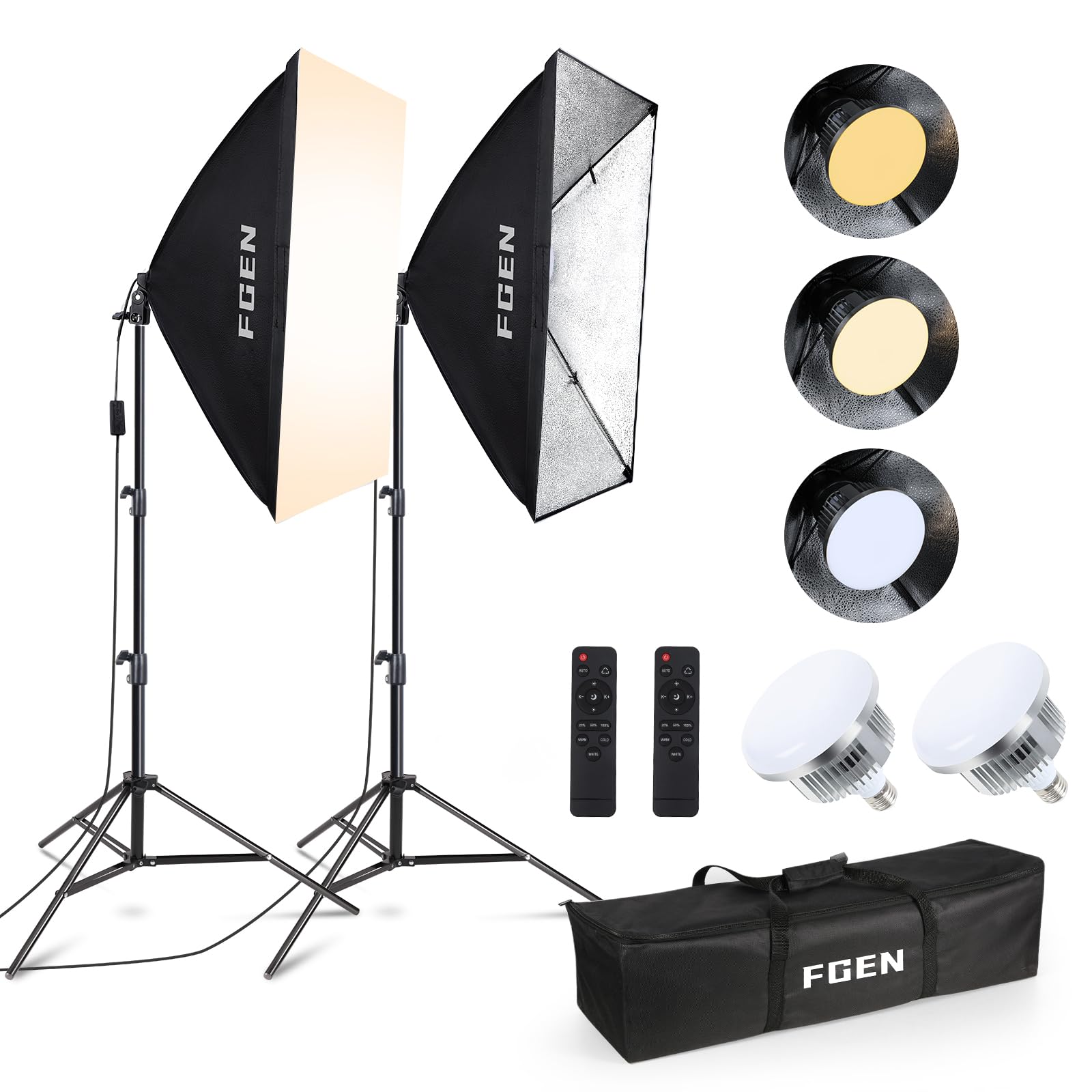 Softbox Photography Lighting,FGen 85W LED Soft Box with Remote Control ...