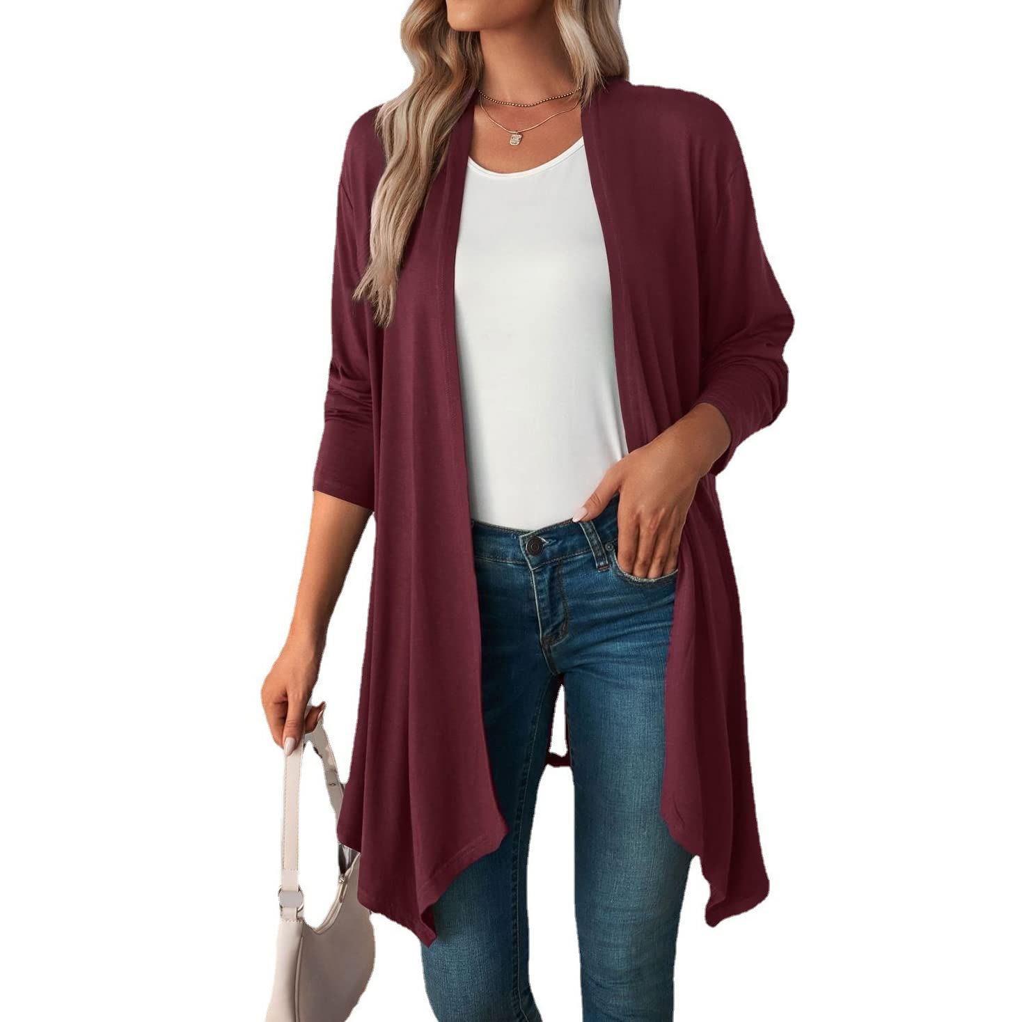 Famulily Waterfall Cardigans for Women Lightweight Dressy Long Sleeve ...