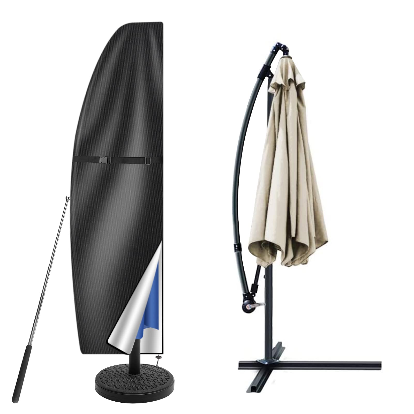 wiipara Parasol Cover with Rod, Cantilever Parasol Protective Cover fit ...
