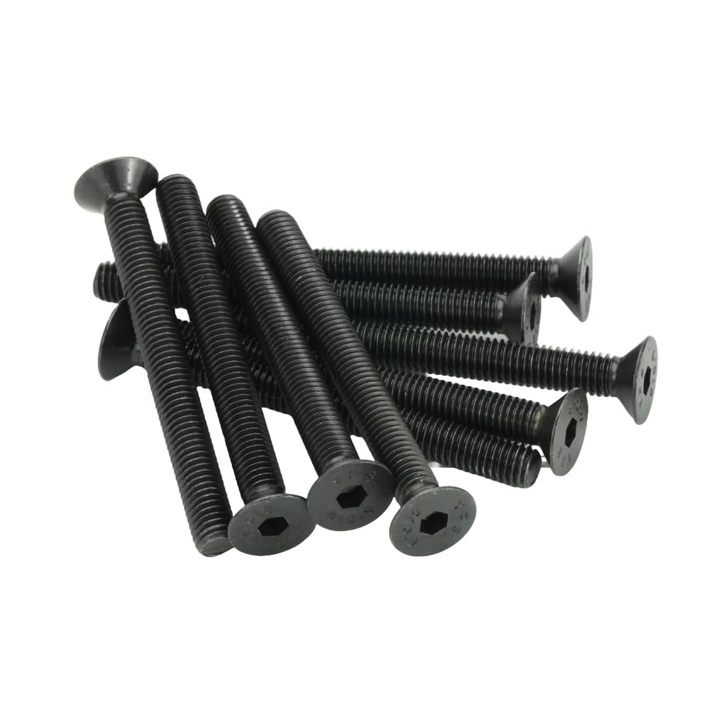 M5 (5mm x 50mm Inc Head) Hex Socket Countersunk Machine Screws - Black High Tensile Grade 10.9 ...