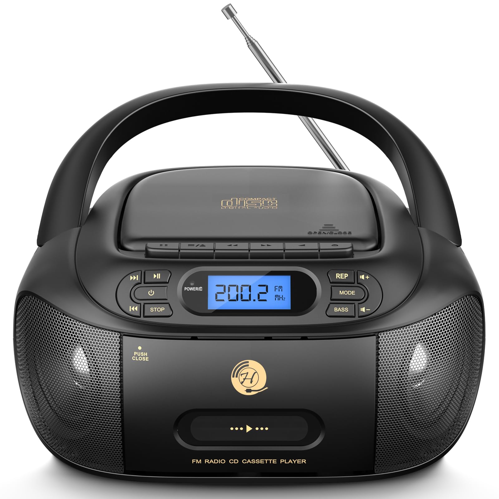 Hernido Portable Boombox with CD Cassette Player Combo, FM Radio ...