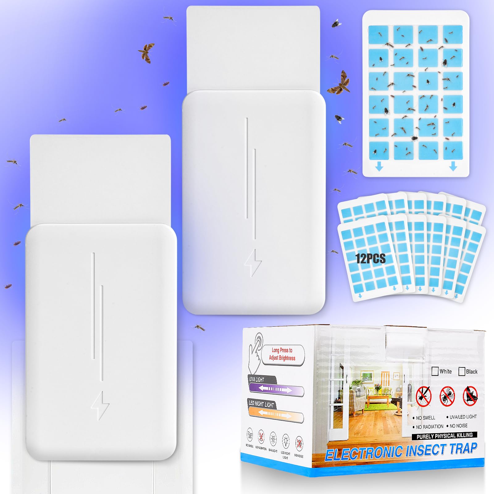 flintronic 2PCS Flying Insect Trap For Indoor Use, Mosquito Trap Plug ...