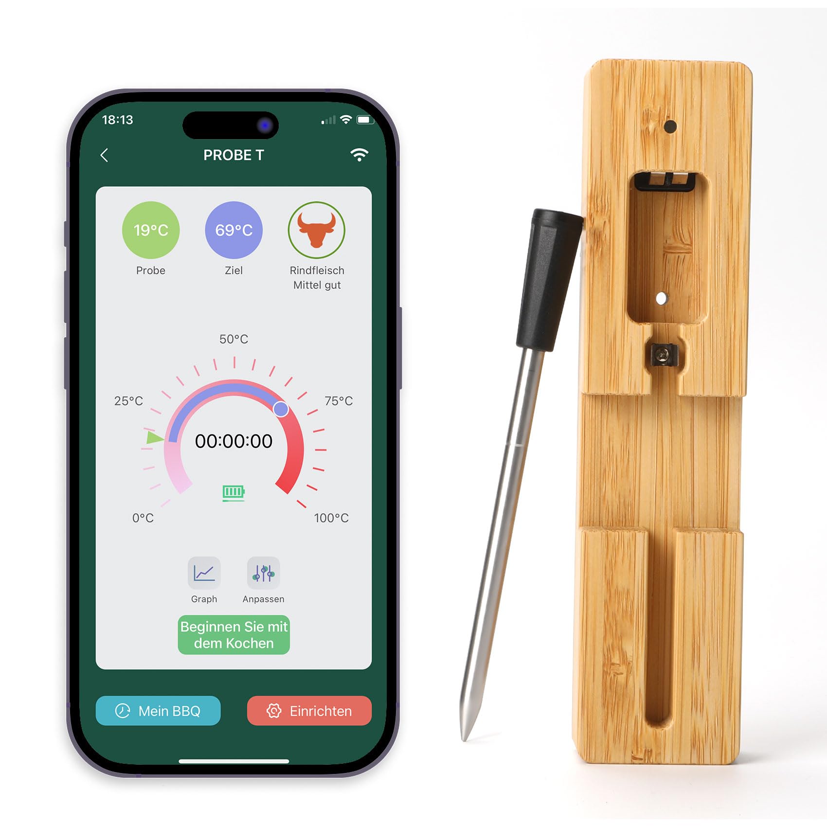 SHTALHST Wireless Meat Thermometer with 1-Second Rapid Temperature ...