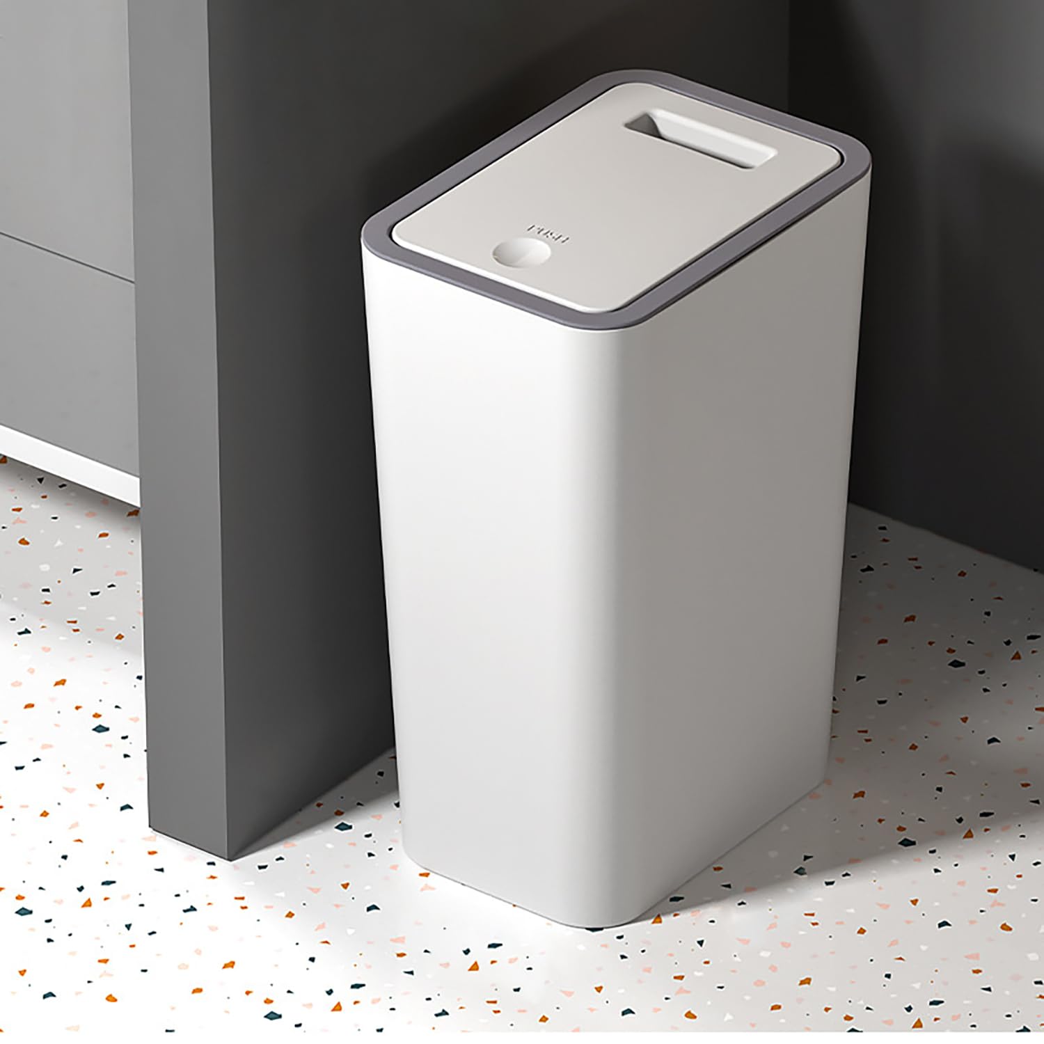 Kitchen Bin,9L Bathroom Bin with lid,Push Button Plastic Bin for Toilet ...