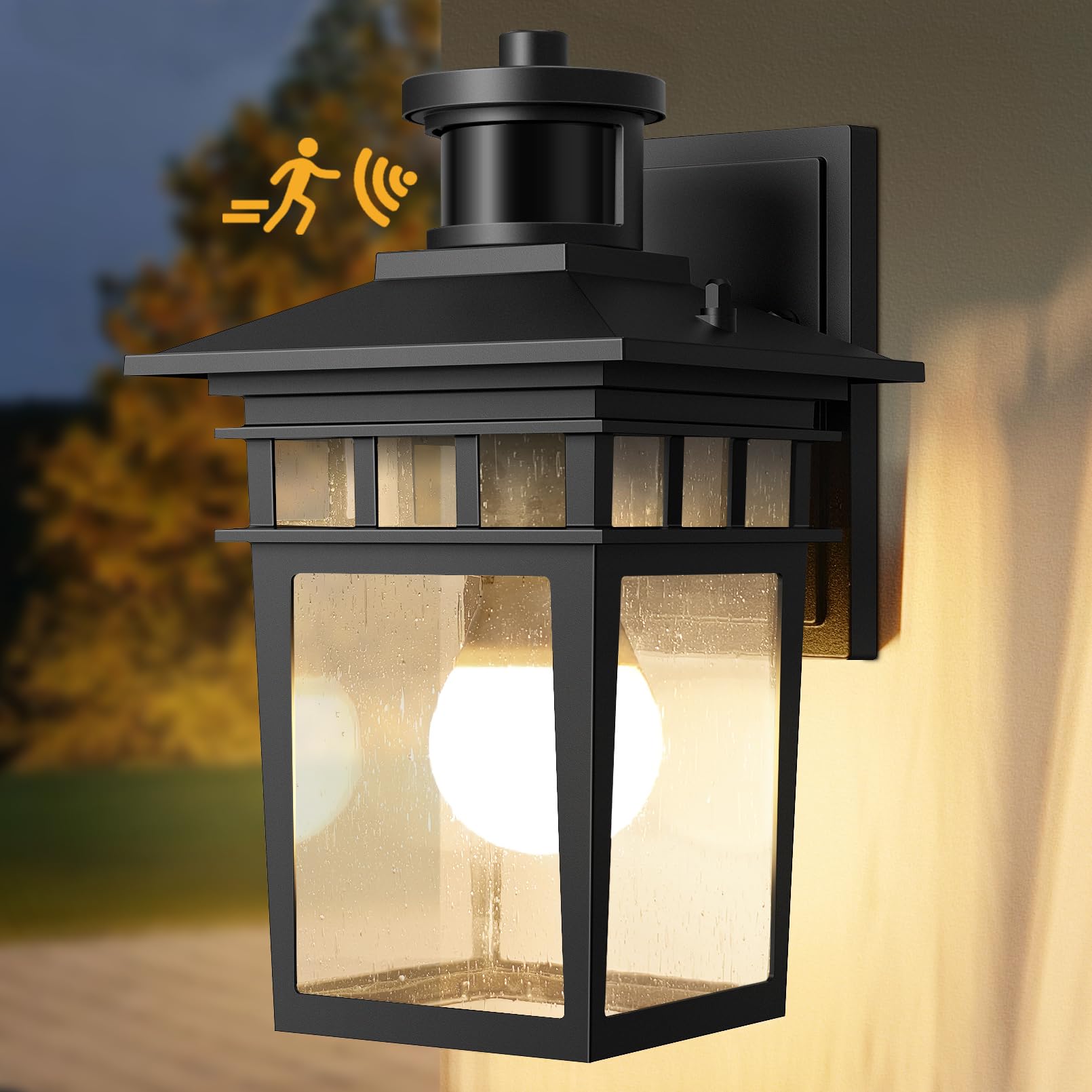 APOTO Motion Sensor Outdoor Lights, Dusk to Dawn Exterior Wall Light 3 ...