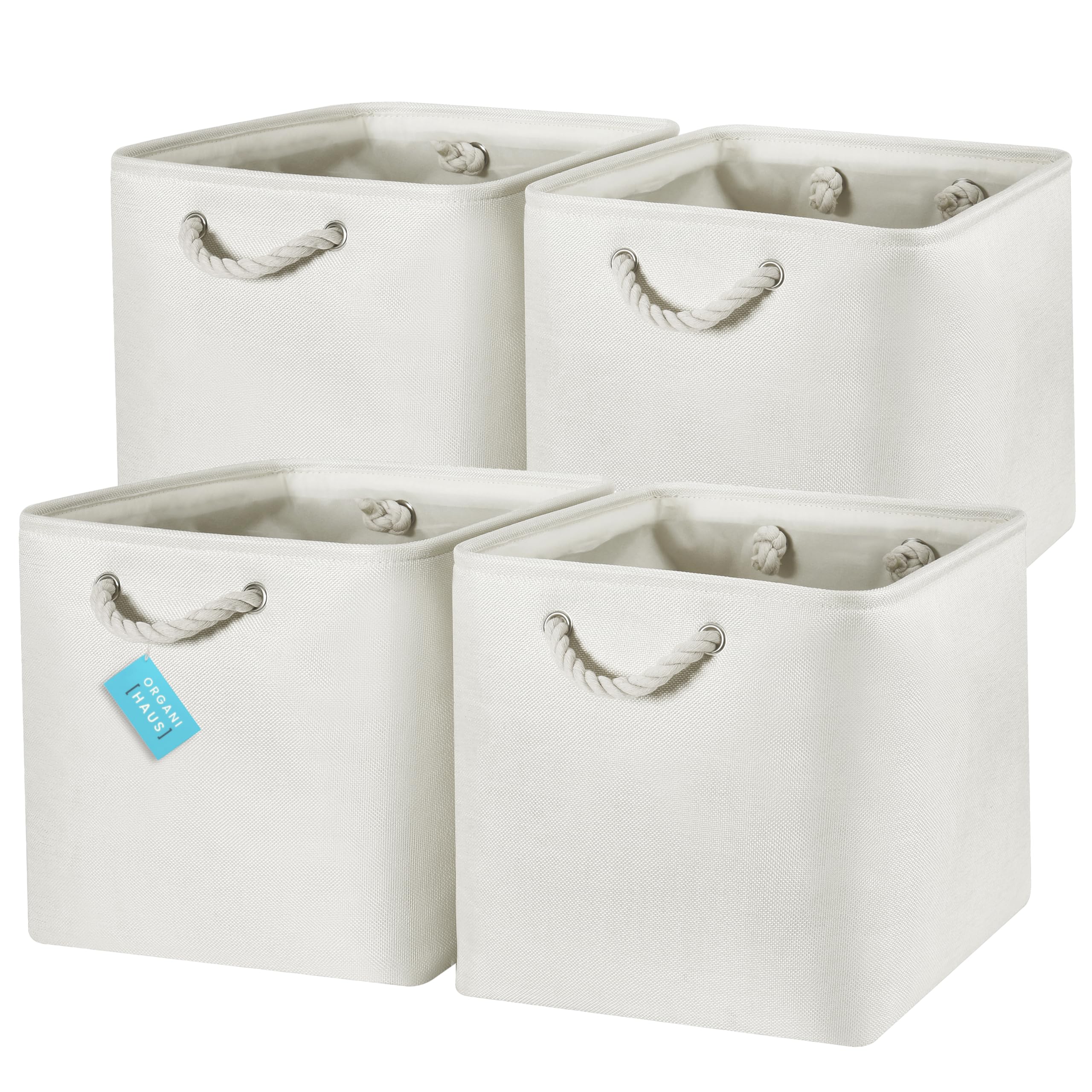 OrganiHaus 33x33 Cube Storage Bins Set of 4, Fabric Cube Baskets for ...