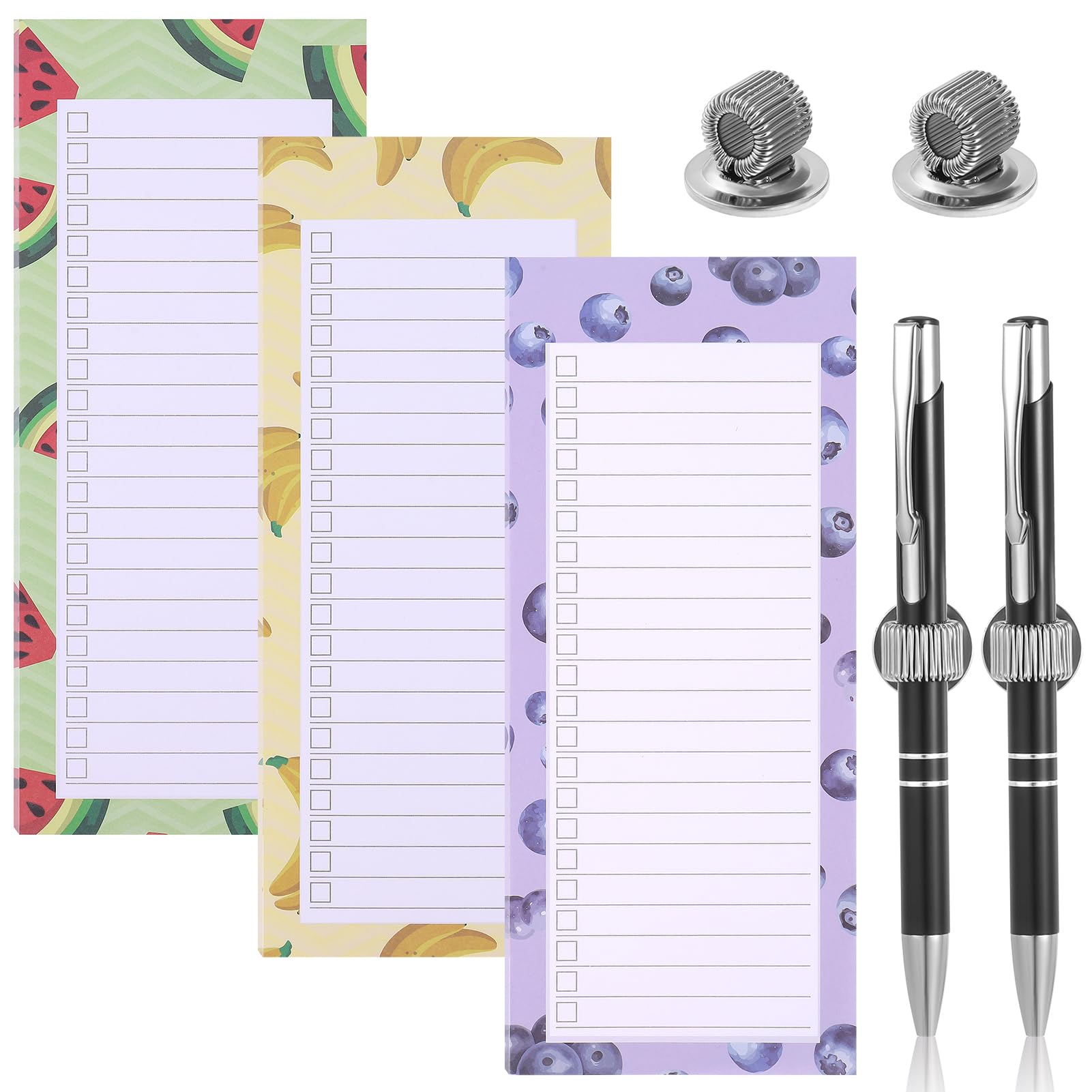 Zuimei 3 Pack Magnetic Shopping List Pad with 2 Metal Ballpoint Pen 2 ...