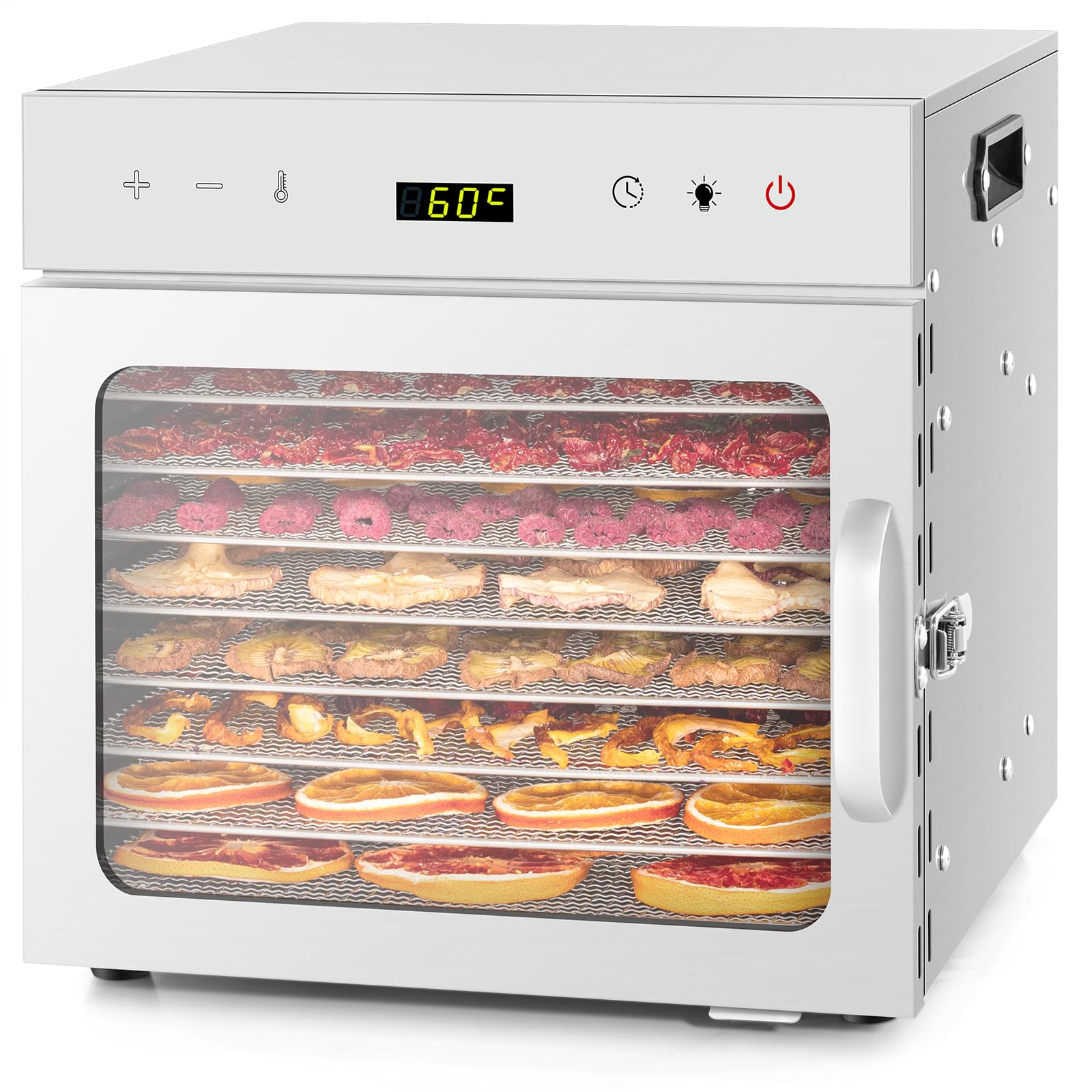 Kwasyo Stainless Steel Food Dehydrator, 8 Tray Fruit Dryer Machine with ...