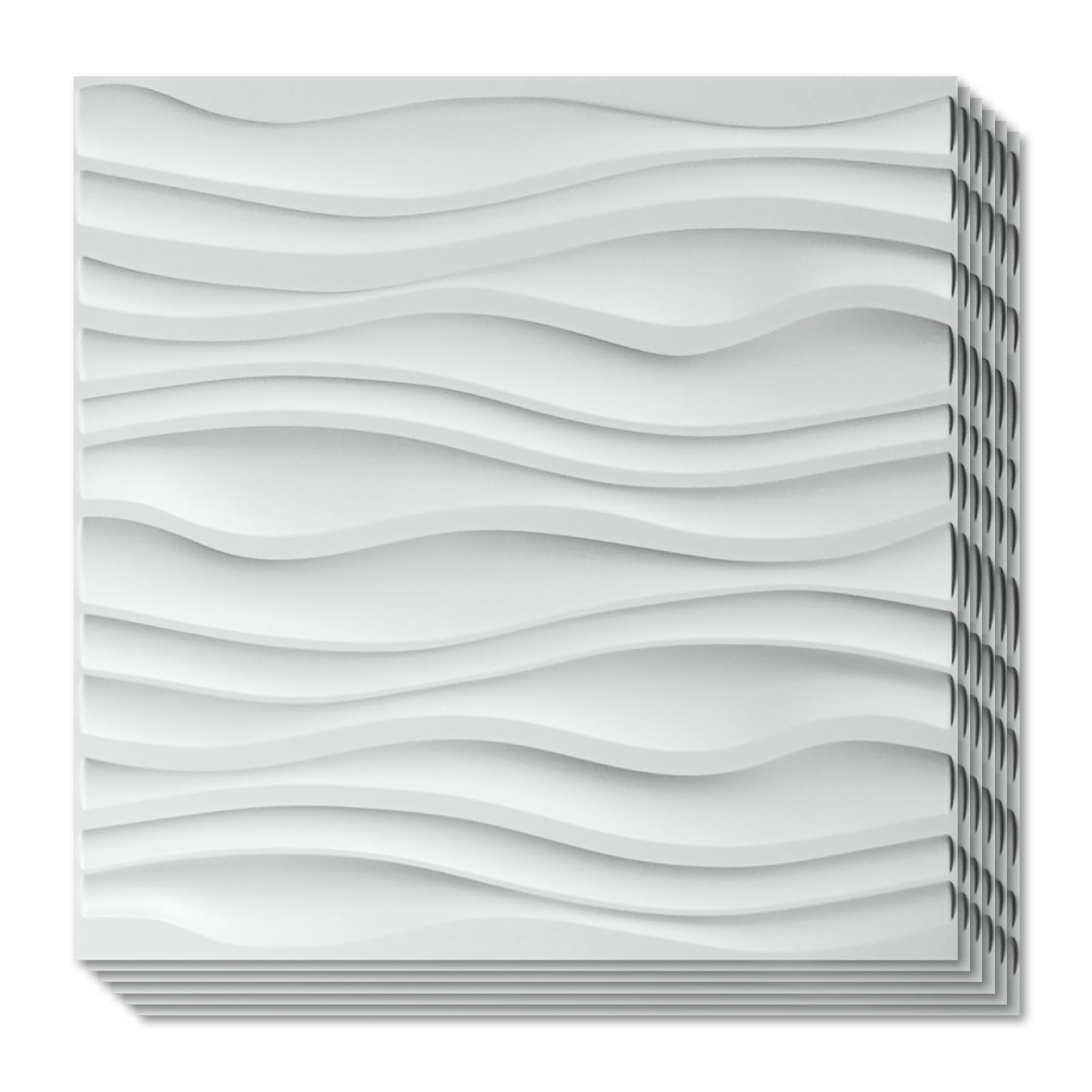 Art3d PVC Wave Board Textured 3D Wall Panels White, 50x50cm (12 Pack)