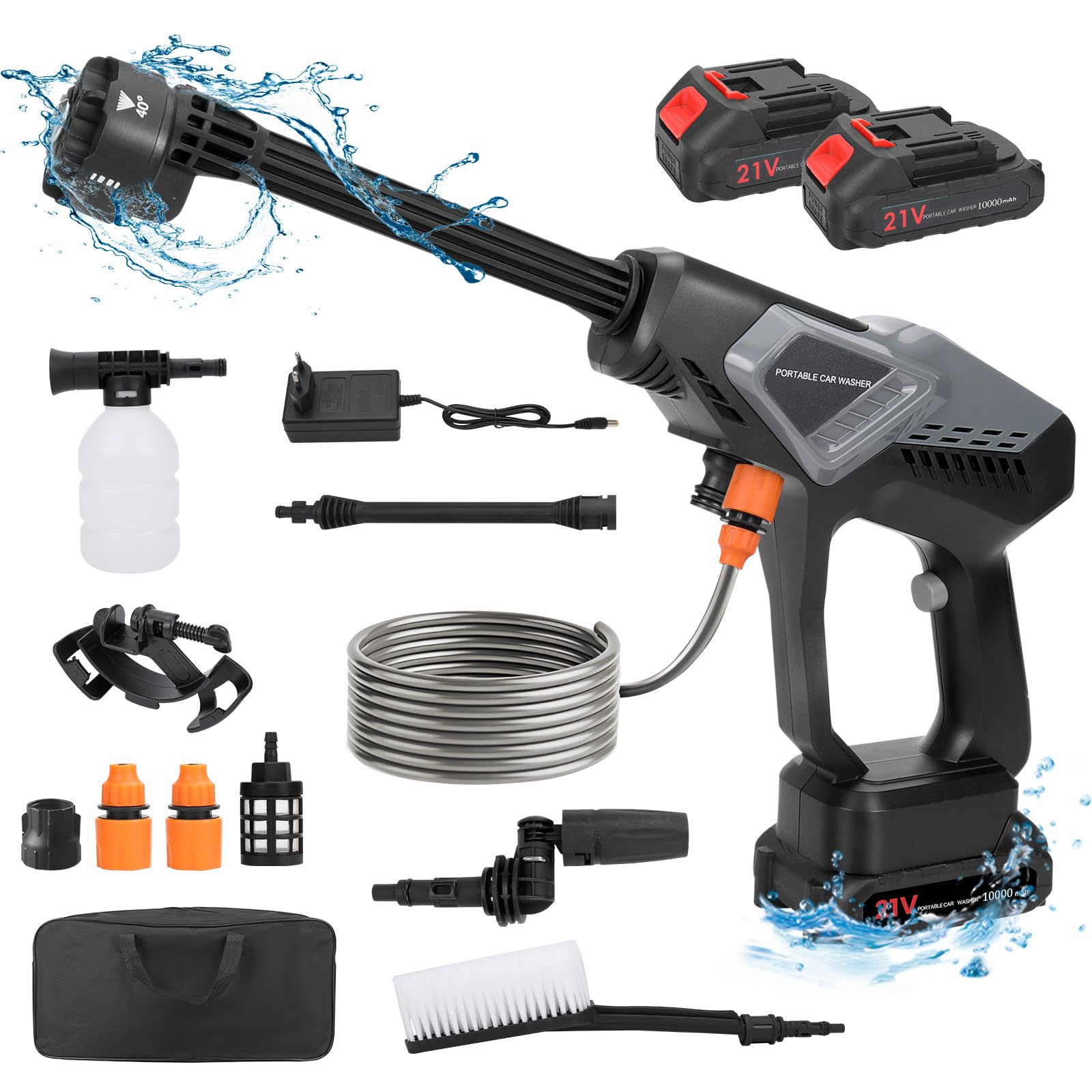 Cordless Pressure Washer, 50Bar/725PSI Jet Washers Foam Sprayer with ...