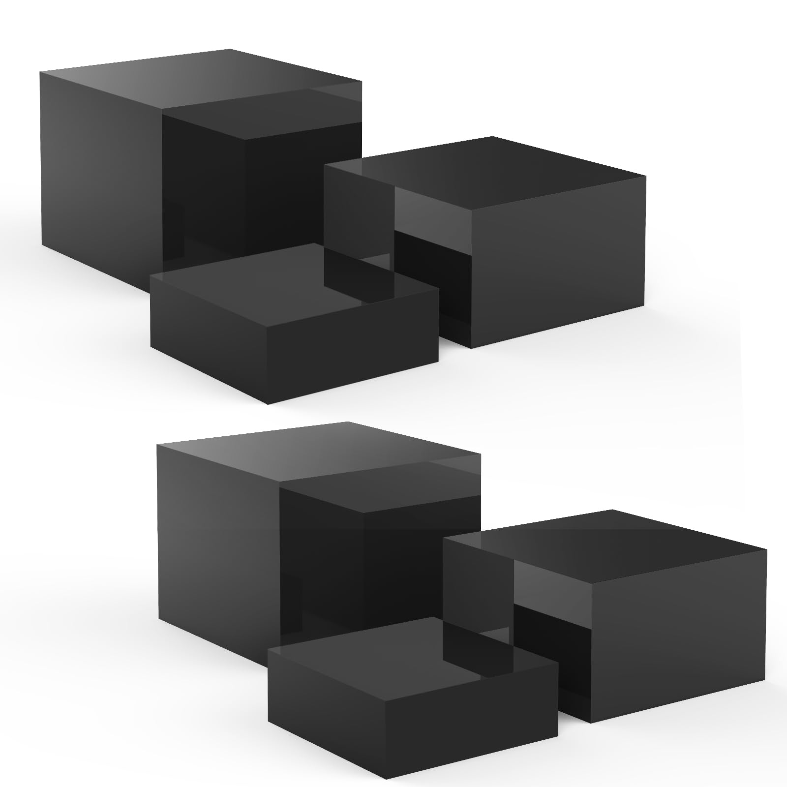 LINYAPRY Sets of 6 Glossy Black Acrylic Cube Display Nesting Risers ...