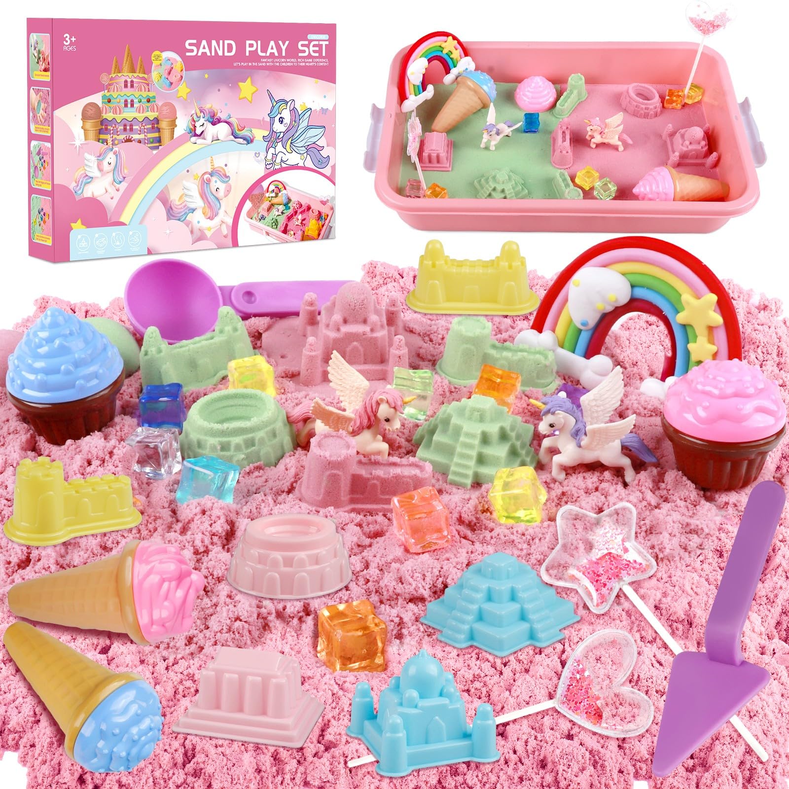 Aliex Magic Play Sand Set Toys for Girls, Unicorn Gifts - All in One ...