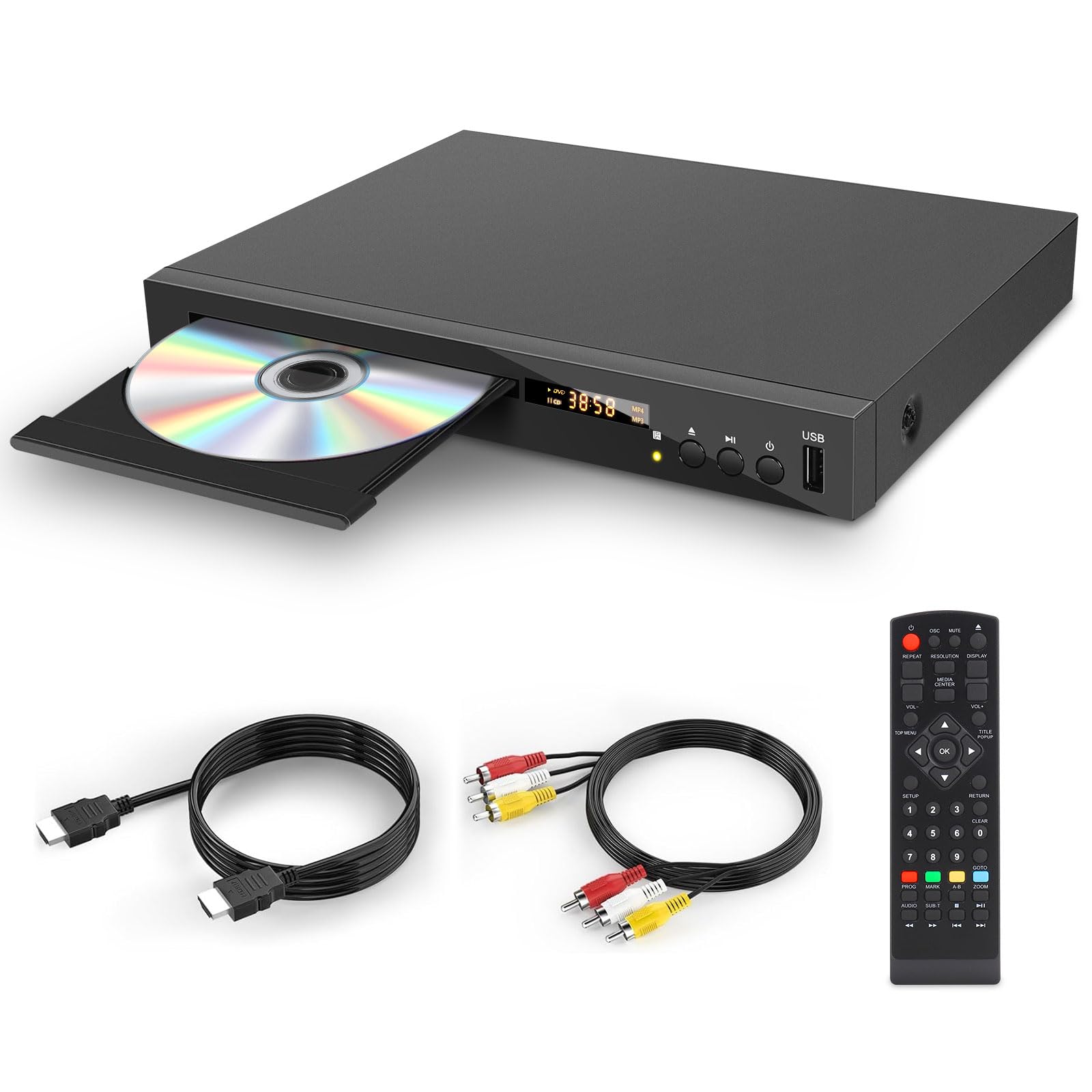 Blu-ray Player, Full HD 1080P Blu Ray DVD Player Play Multi Region DVDs ...