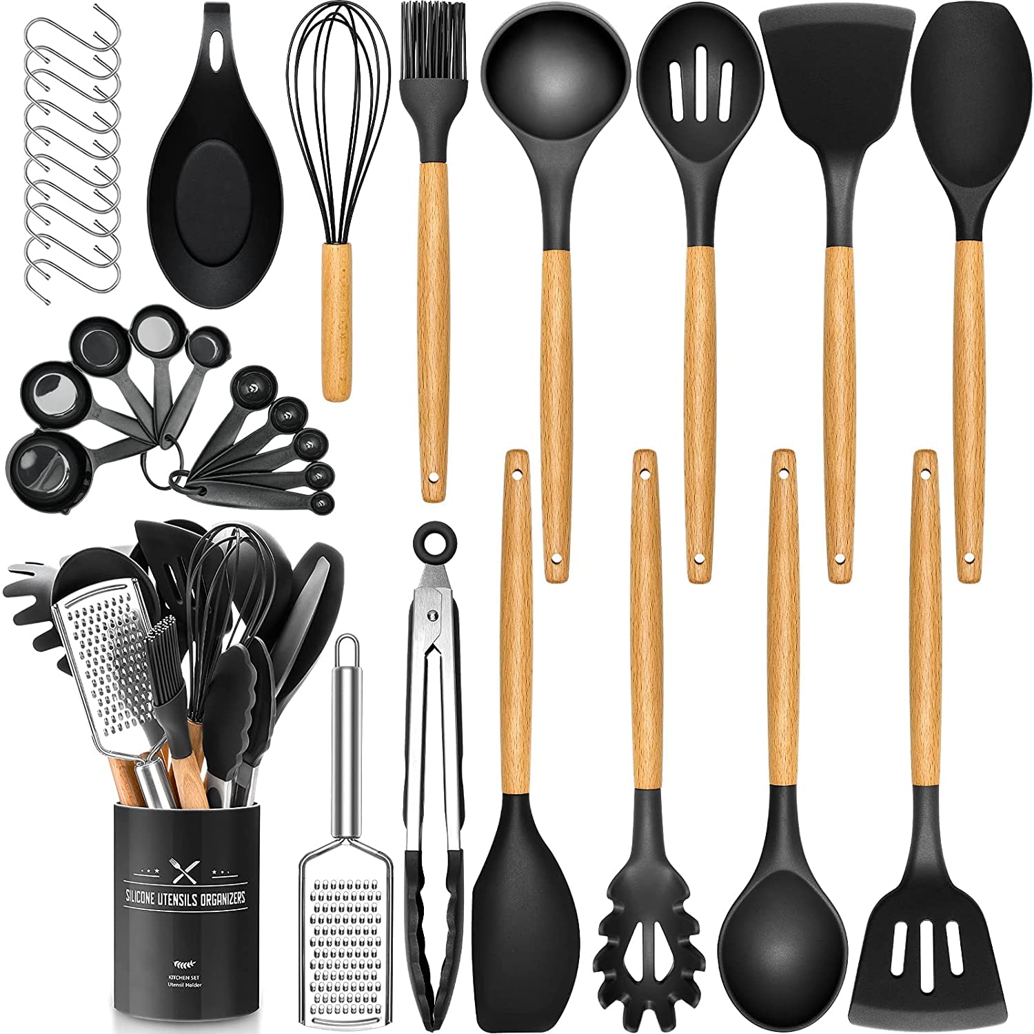 34 PCS Silicone Kitchen Cooking Utensils Set, Heat-Resistant Utensil ...
