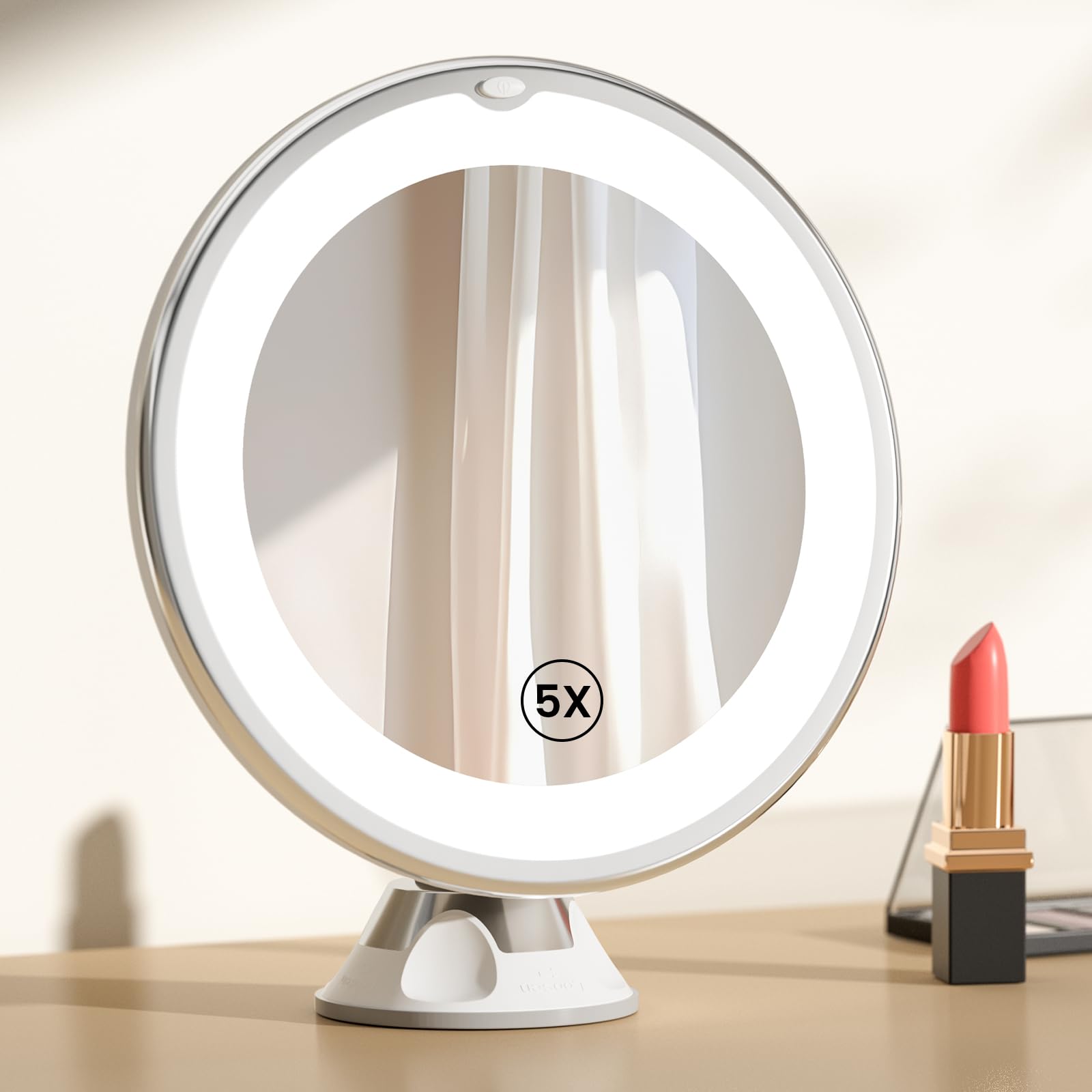 EMKE Led Makeup Mirror, 5X Magnifying Mirror with Suction Cup 360 ...