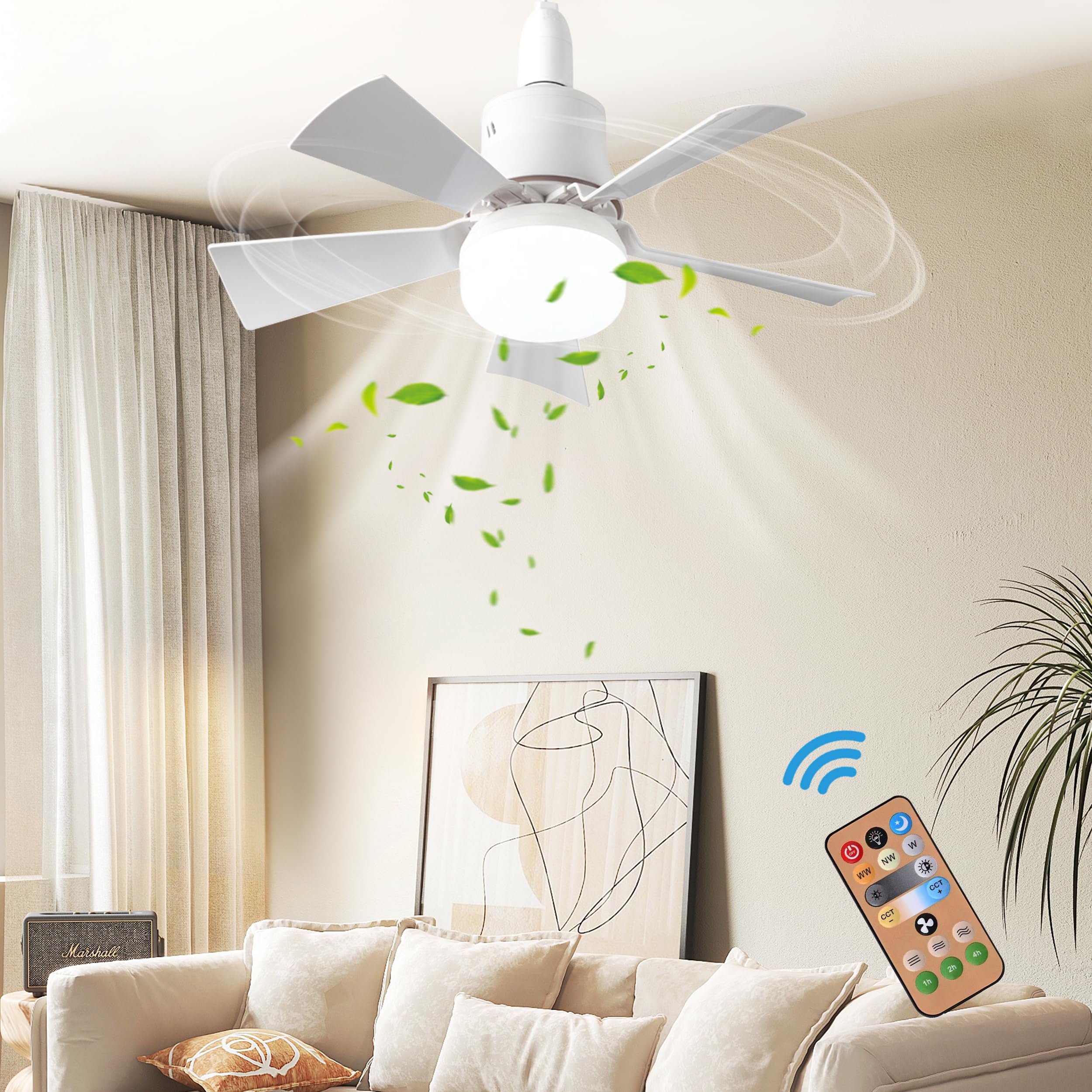 LED Ceiling Fan with Lights, 30W Ceiling Fan Lights with Remote Control ...