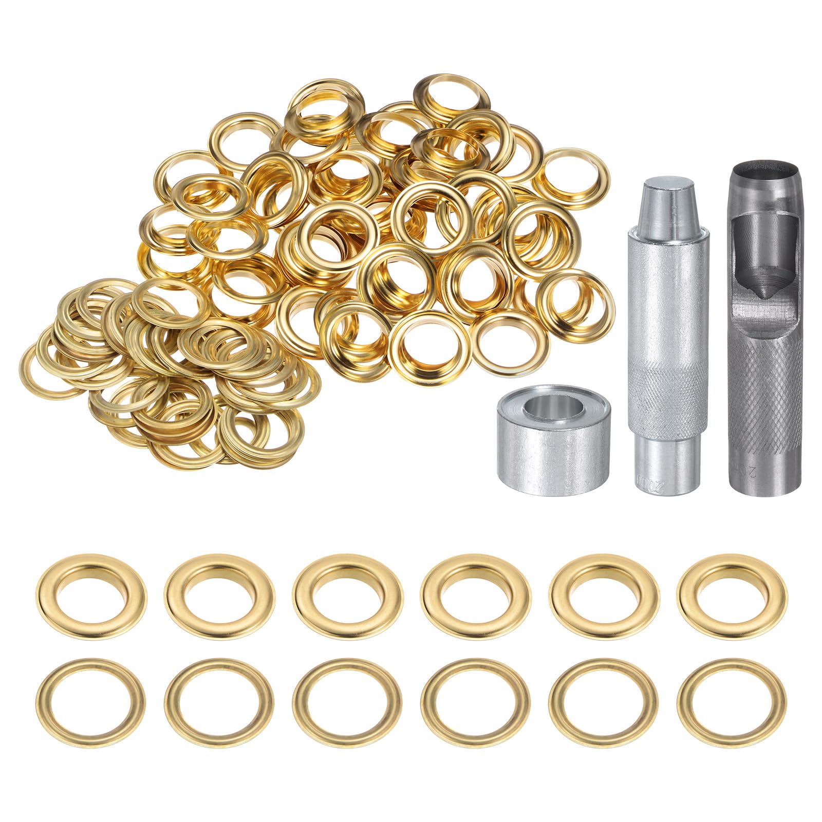 sourcing map 100pcs Grommet Tool Kit 20mm Copper Grommet Eyelet Set ...