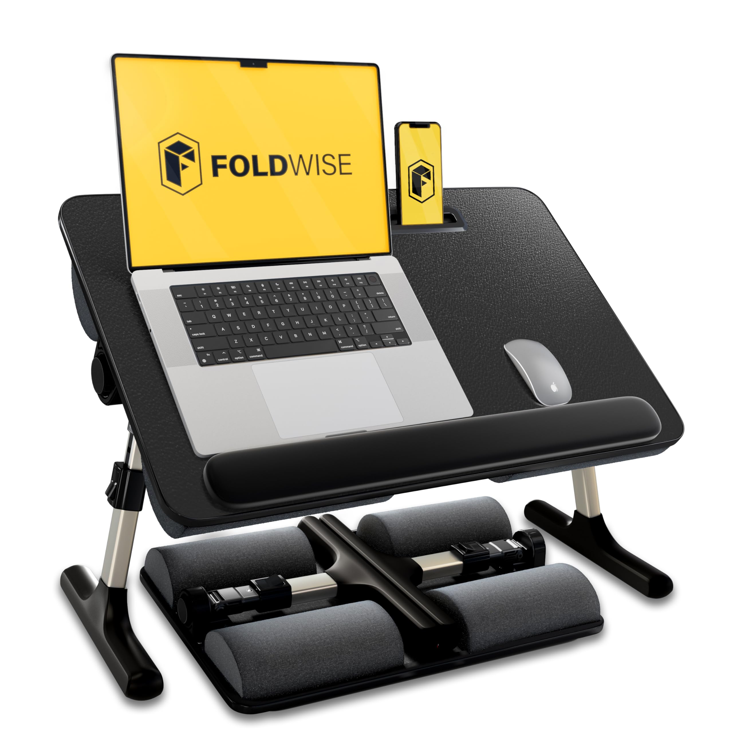 FoldWise 2-in-1 Bed Table & Lap Desk - Soft Cushions, Adjustable Height ...