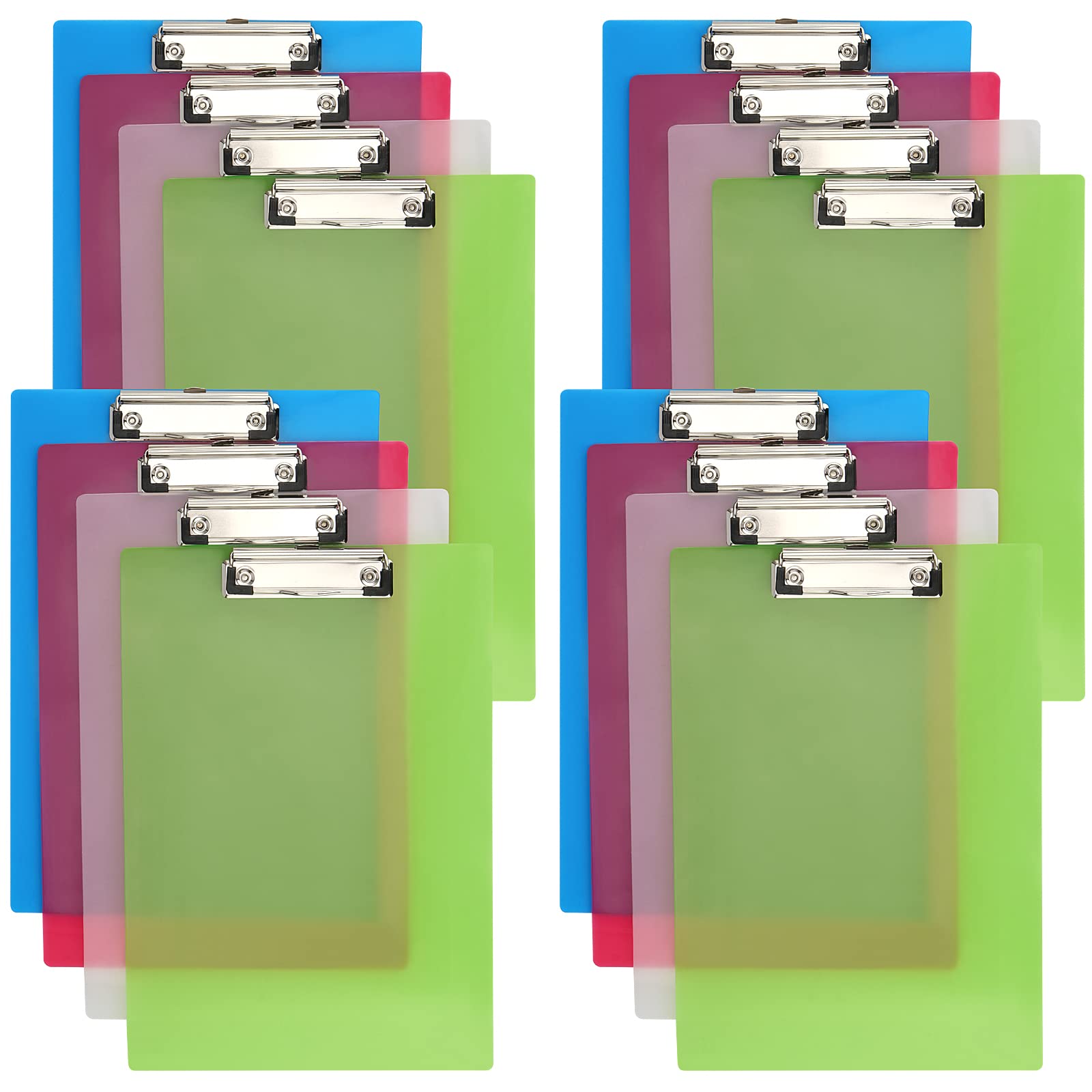 MUKLEI 16 PCS A4 Clipboard, Coloured Plastic Clipboards, Multi Pack ...