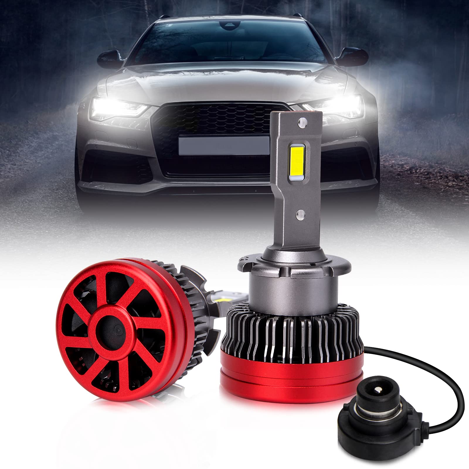 D2S LED Headlight Bulbs 8600LM 70W Conversion Kit, 100% Canbus D2S LED ...