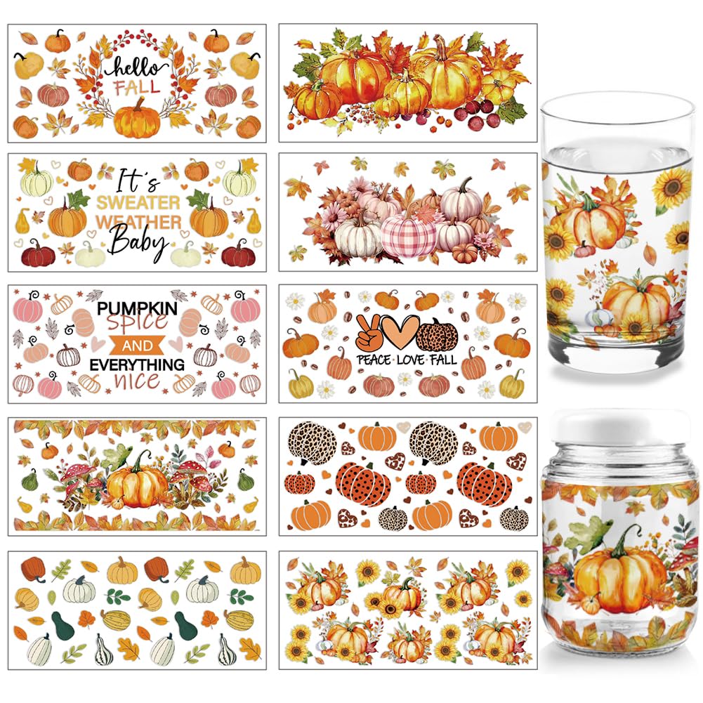 arricraft 10 Sheets Pumpkin Printed UV DTF Cup Wrap, Melons Autumn ...