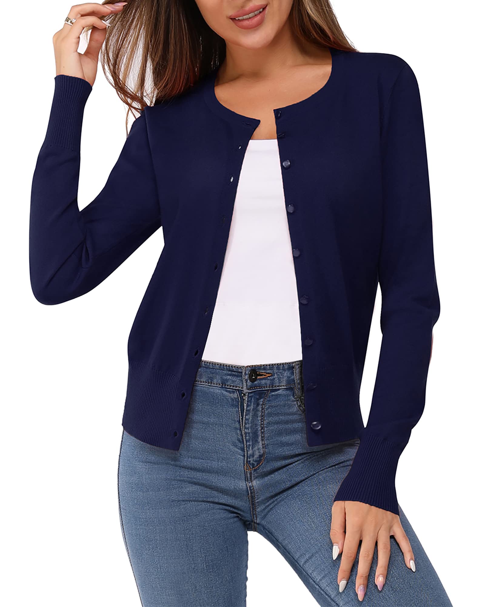 VOTEPRETTY Navy Cardigans for Women UK Lightweight Ladies Cardigan ...