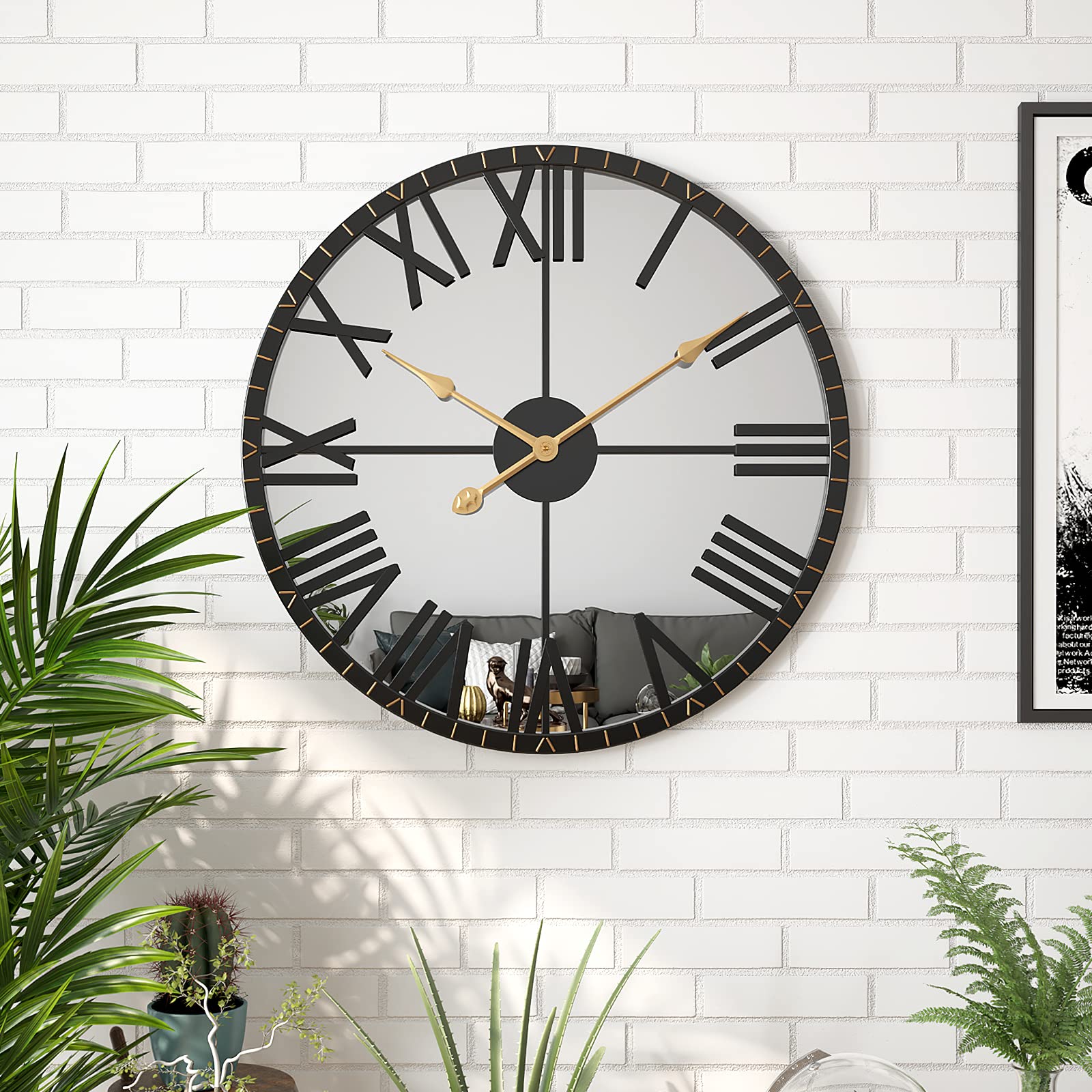 Modern Mirror Wall Clock for Living Room,27.5inch Large Decorative ...