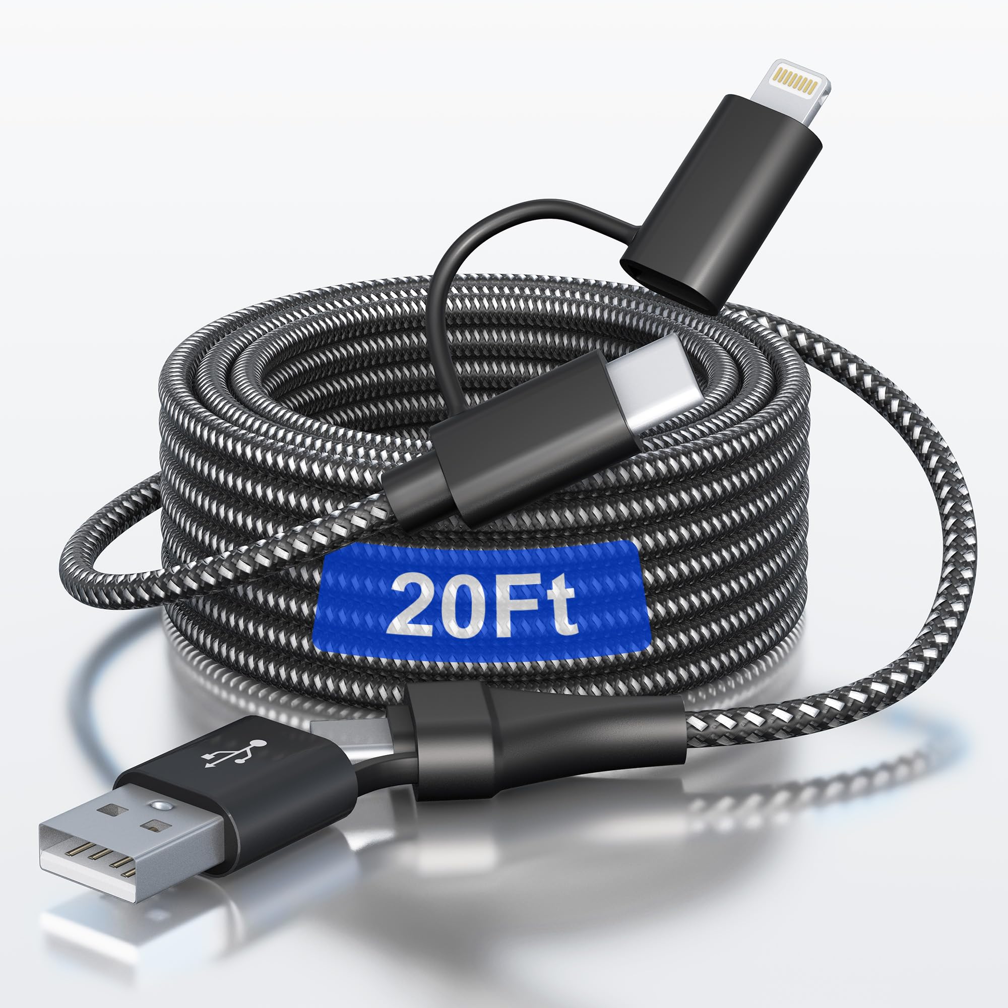 KETAKY Plus 4-in-1 Long USB C Cable 6M, 60W Fast Charging Data Sync MFi ...