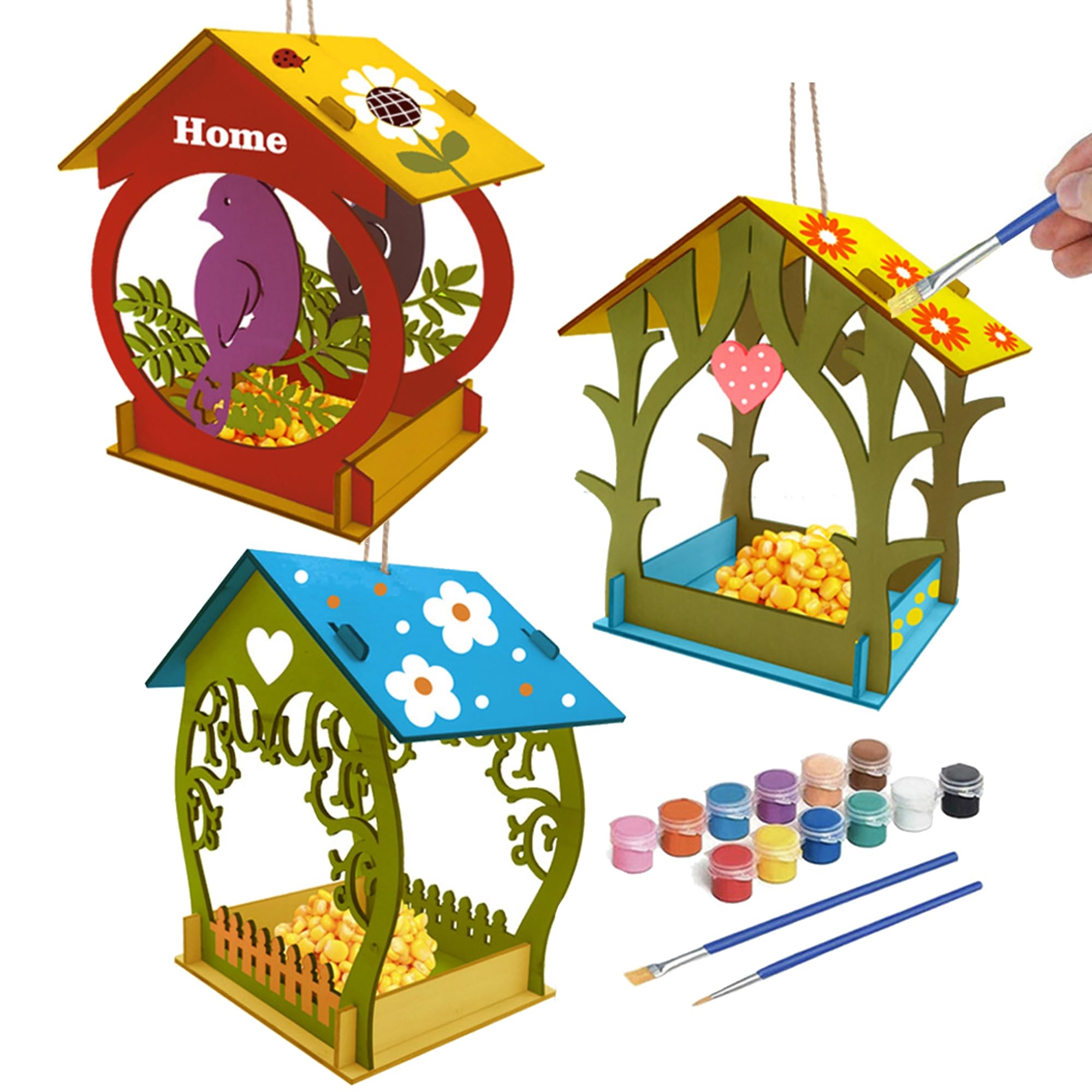 Wylario DIY Bird House for Kids - 3Piece Craft Kits to Build and Paint ...