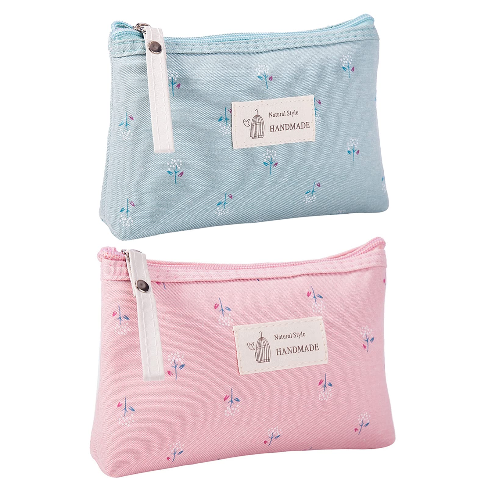 Canvas Makeup Bags, Qikuver 2 Pieces Cosmetic Bags Makeup Pouch with ...