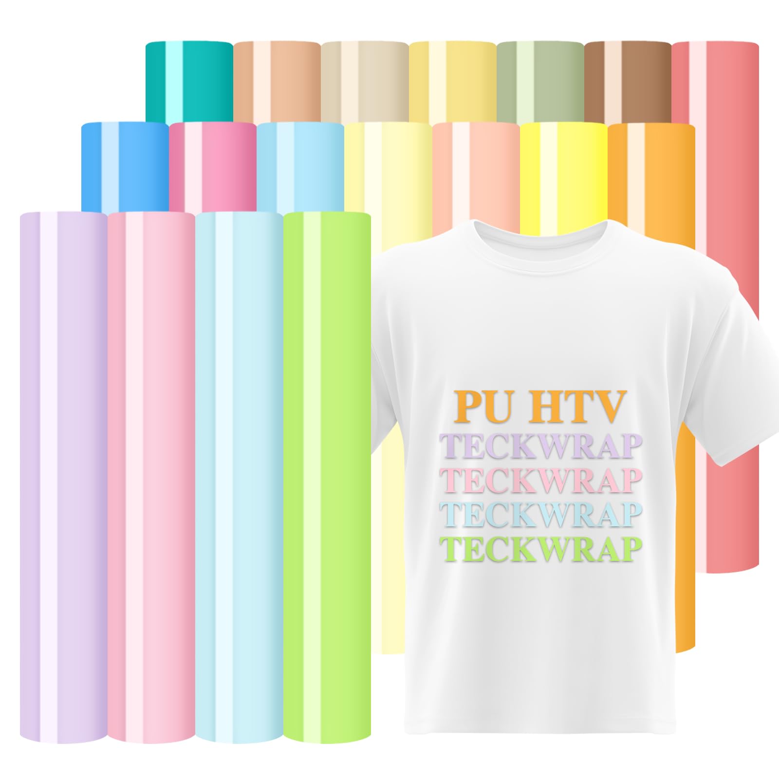 TECKWRAP Pastel Iron on Vinyl Boho Heat Transfer Vinyl Sheets 12" x 12 ...