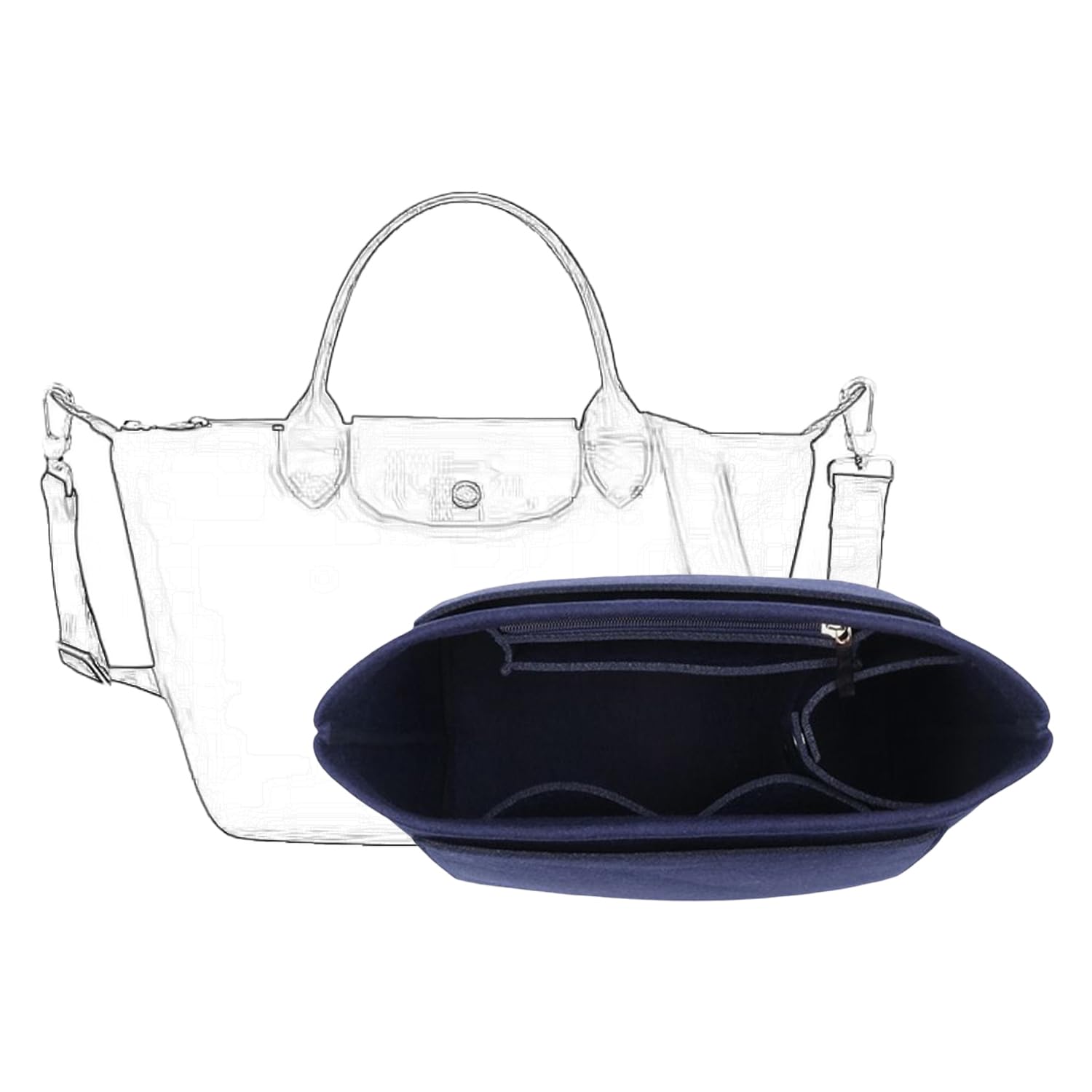 D.DUO Bag Organizer, Purse Insert Organizer For Longchamp Le Pliage Neo ...