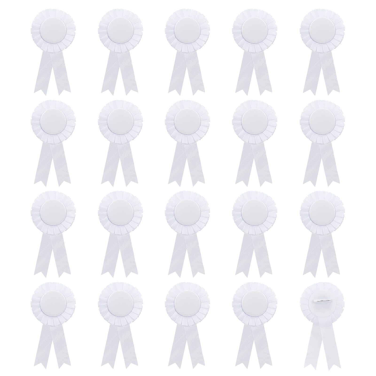 CRASPIRE 20Pcs Blank Award Ribbon White Button Pin Brooch Winner ...