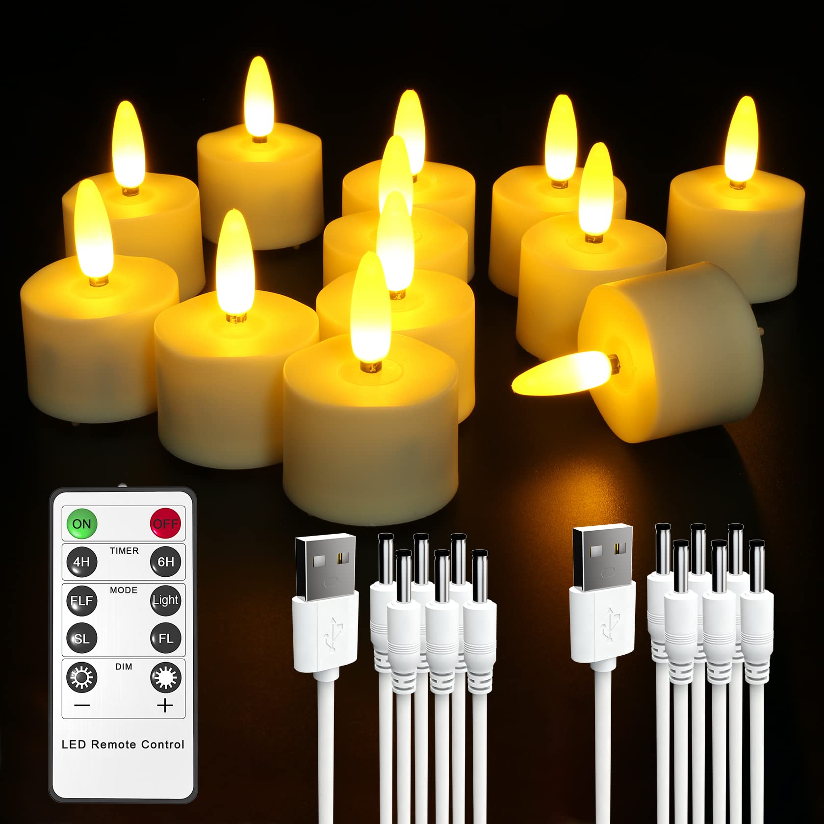 LED Rechargeable Candles with Remote Timer, PChero 6pcs LED Battery ...