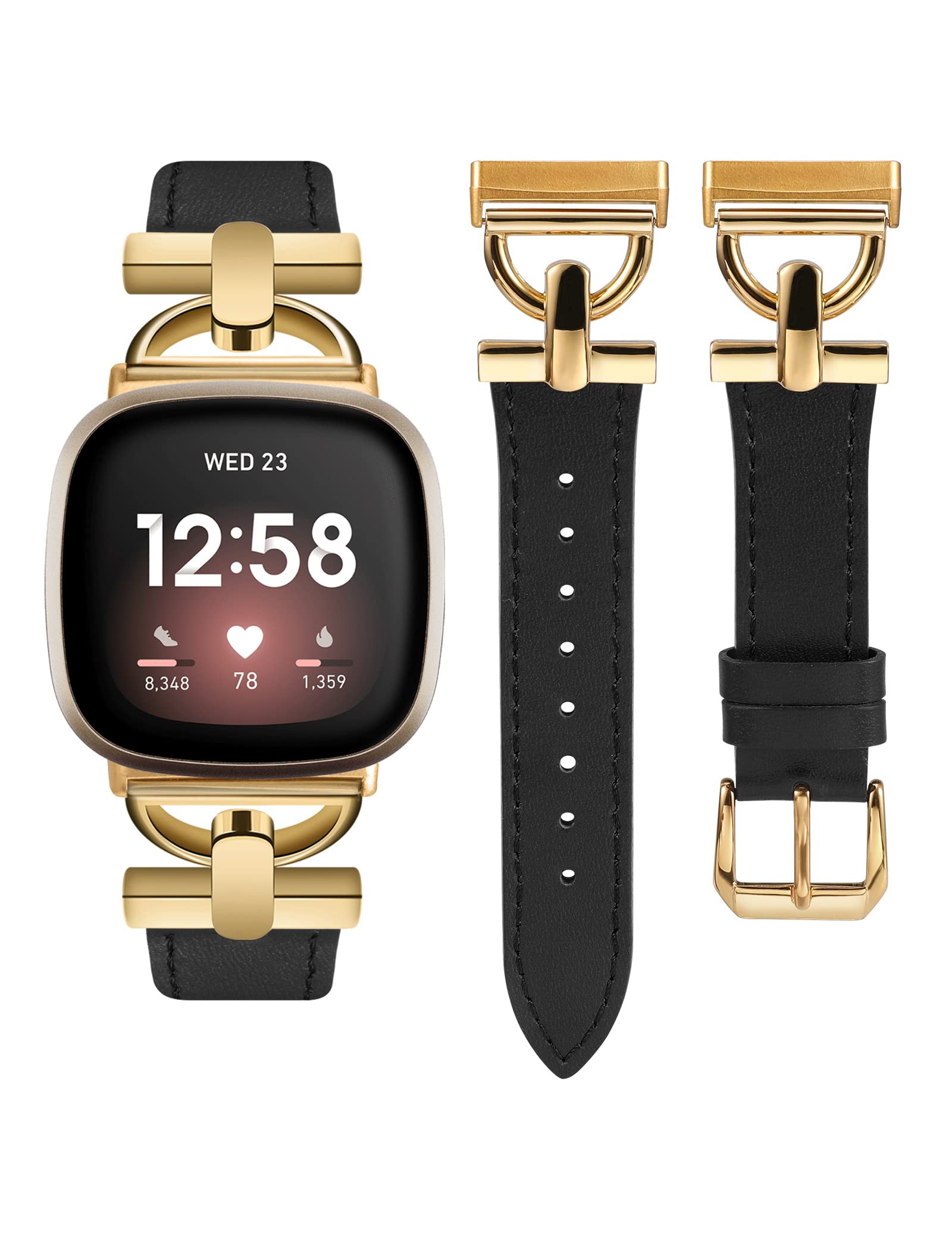 Wearlizer Leather Strap Compatible with Versa 4/ Versa 3 /Sense 2 ...