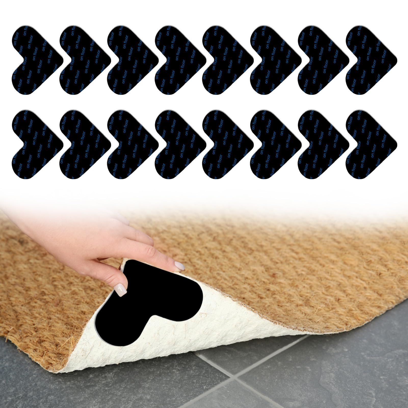 16 Pieces Rug Grippers Reusable Grippers for Rug Non Slip Washable Rugs ...