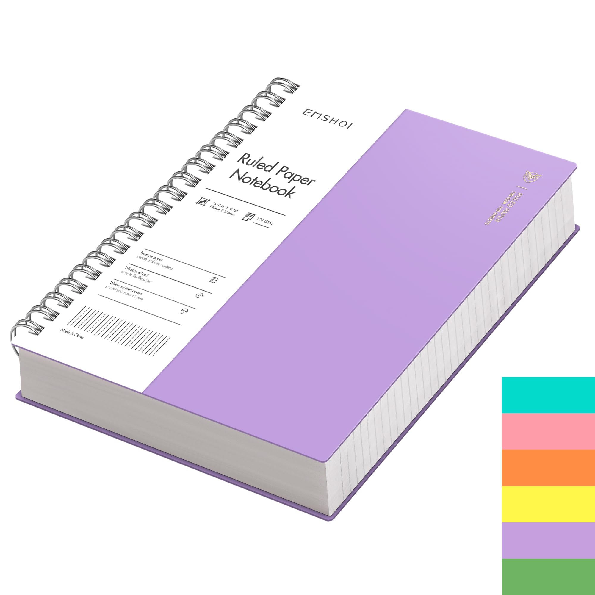 EMSHOI B5 Notebook Lined 300 Pages/150 Sheets, Spiral Notepad Multi ...