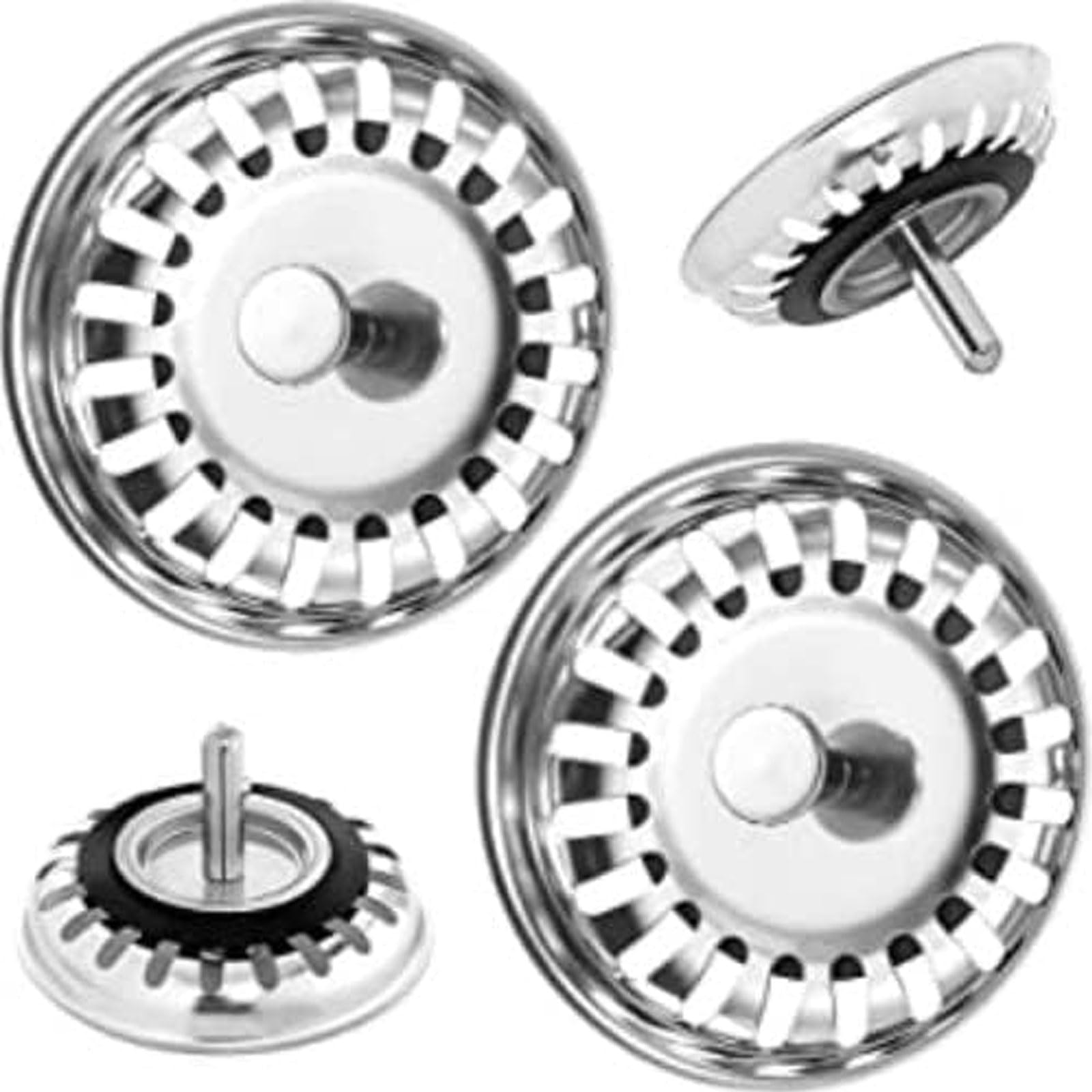2 Pack Kitchen Sink Strainer Plug, Stainless Steel Sink Drainer Waste ...