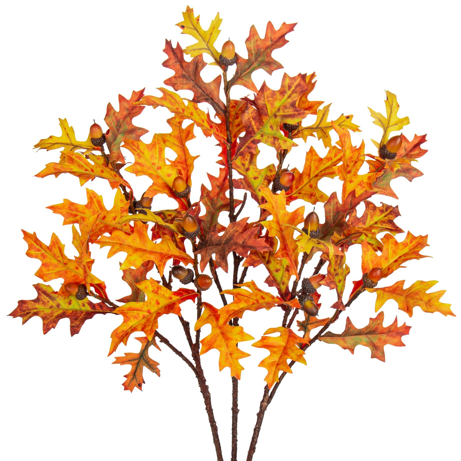 Briful 30" Artificial Oak Leaves Stem Autumn Leaves with Realistic ...